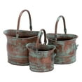 Bilot Tinged Metal Bucket Planter with Handles, Rust Finish, Green, Set ...