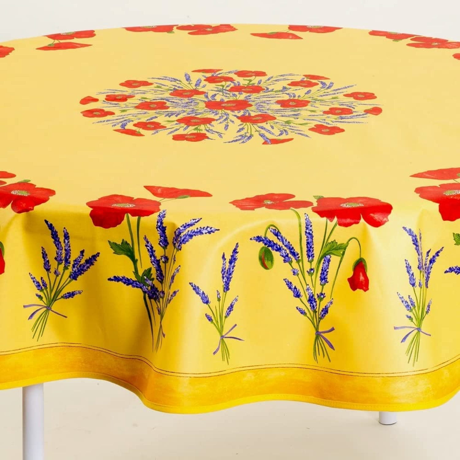 Bilot Wipe-Clean French Tablecloth in Poppies, Yellow | Authentic French -Coated 100% Cotton ...