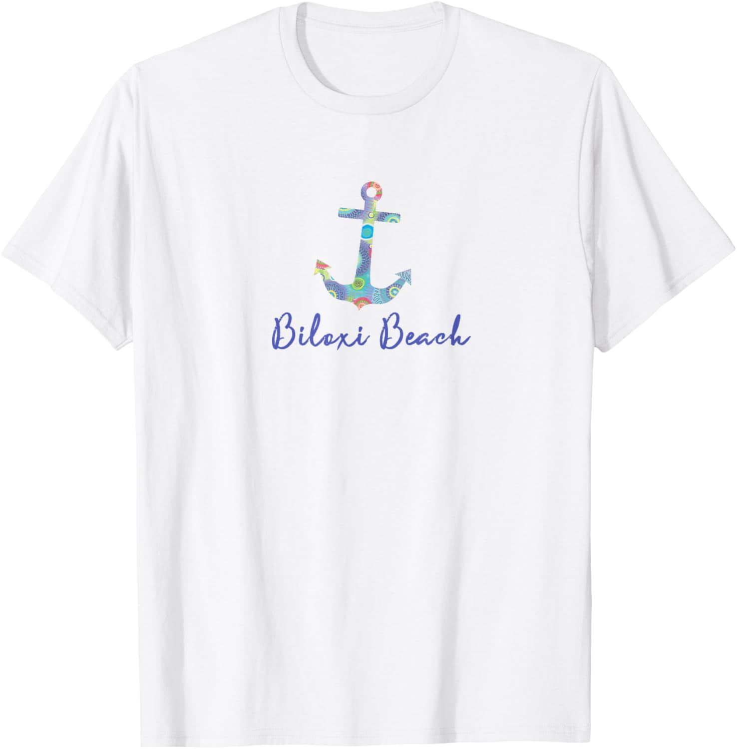 Biloxi Beach Whimsy Nautical Boho Paisley Coastal Anchor Crest T-Shirt ...