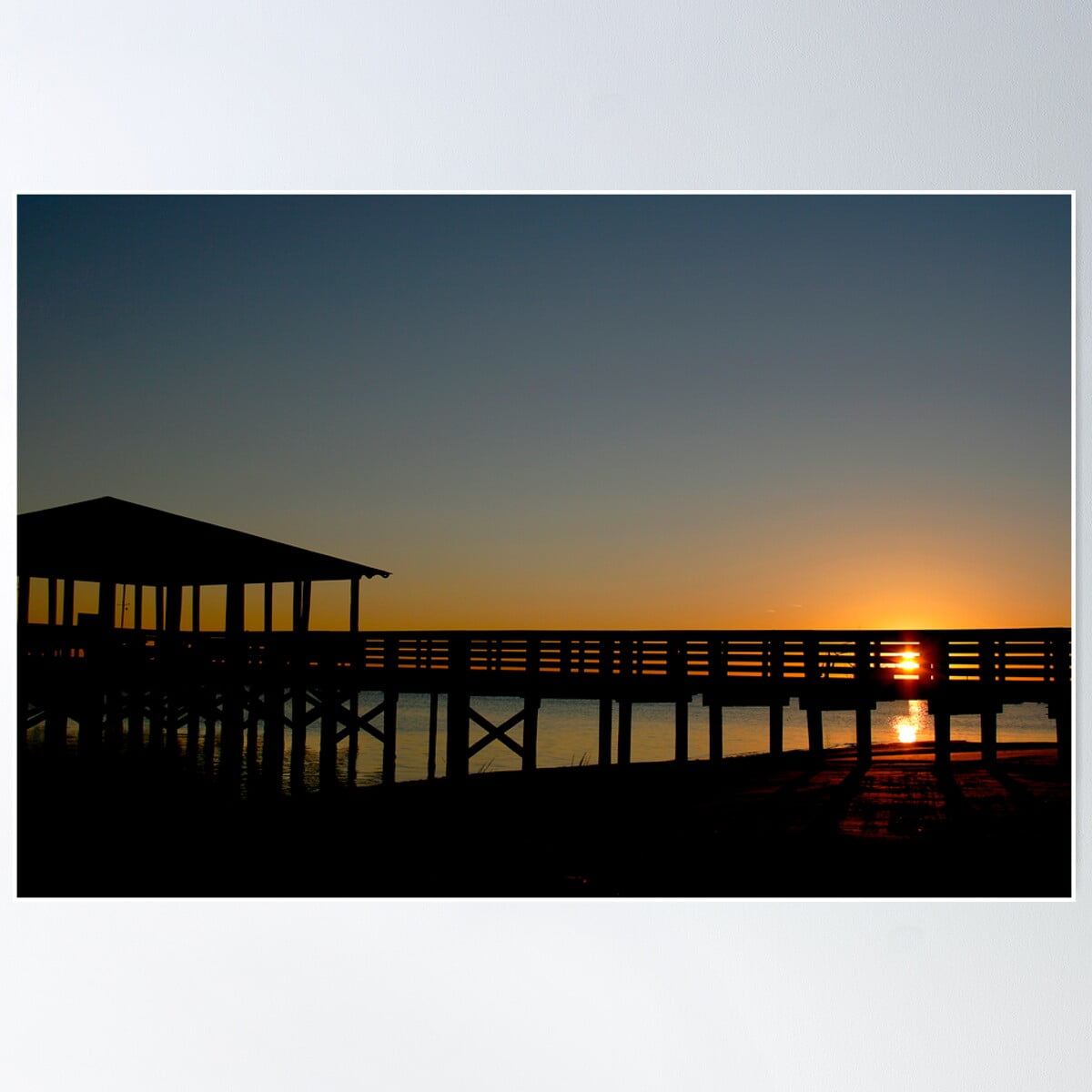 Biloxi Pier Sunset Poster Wall Art, Modern Wall Decor For Living Room Bedroom, 16x24 UNFRAMED ...