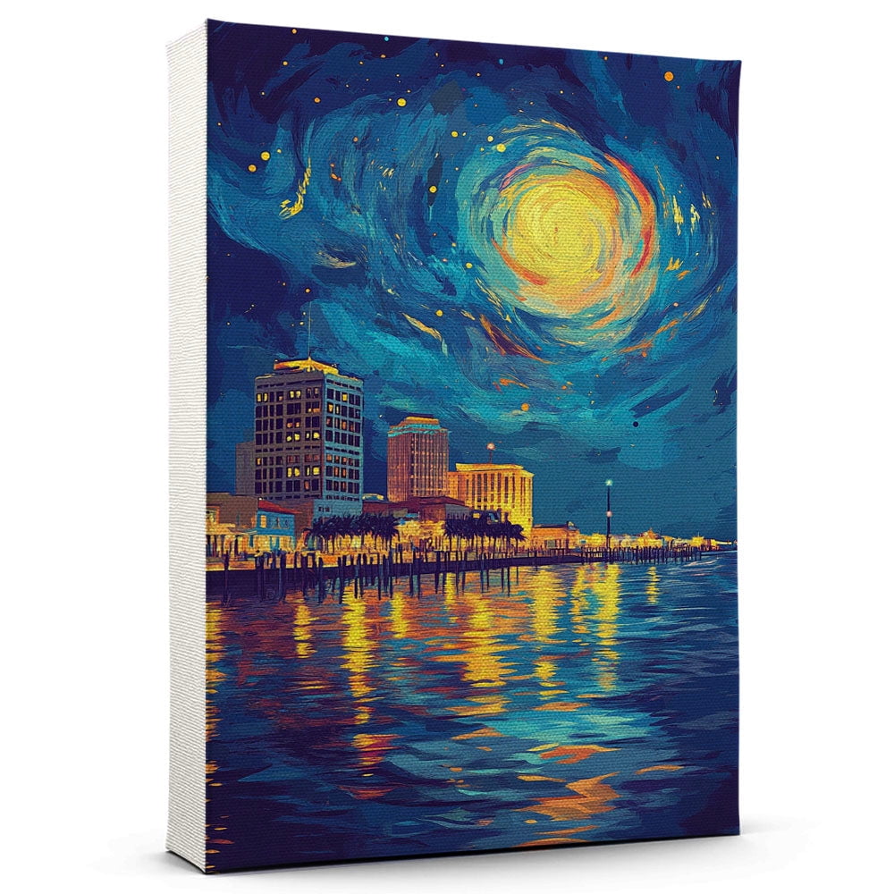 Biloxi Travel Canvas Prints, Mississippi Starry Night Travel decor ...