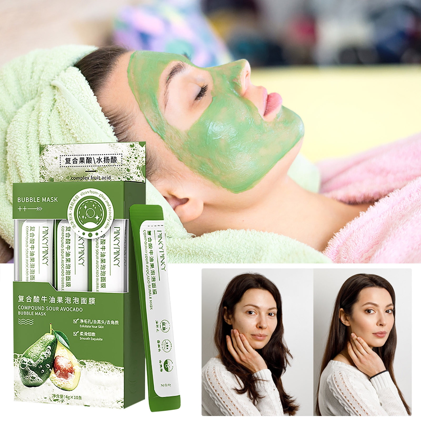 Bilqis Compound Sour Avocado Bubble Mask for Face, Avocado compound ...