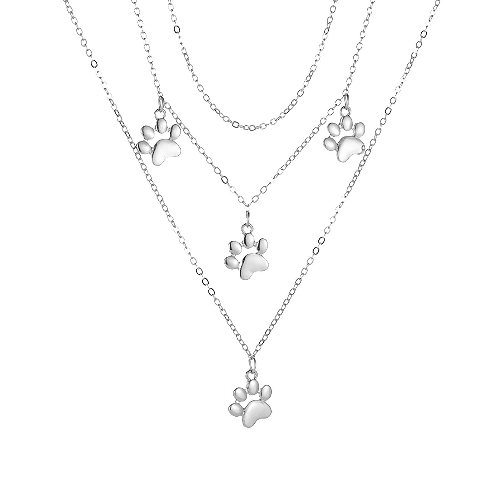 Bilqis Deals New Design Multilayer Necklace Cute Paw Pendant Three ...