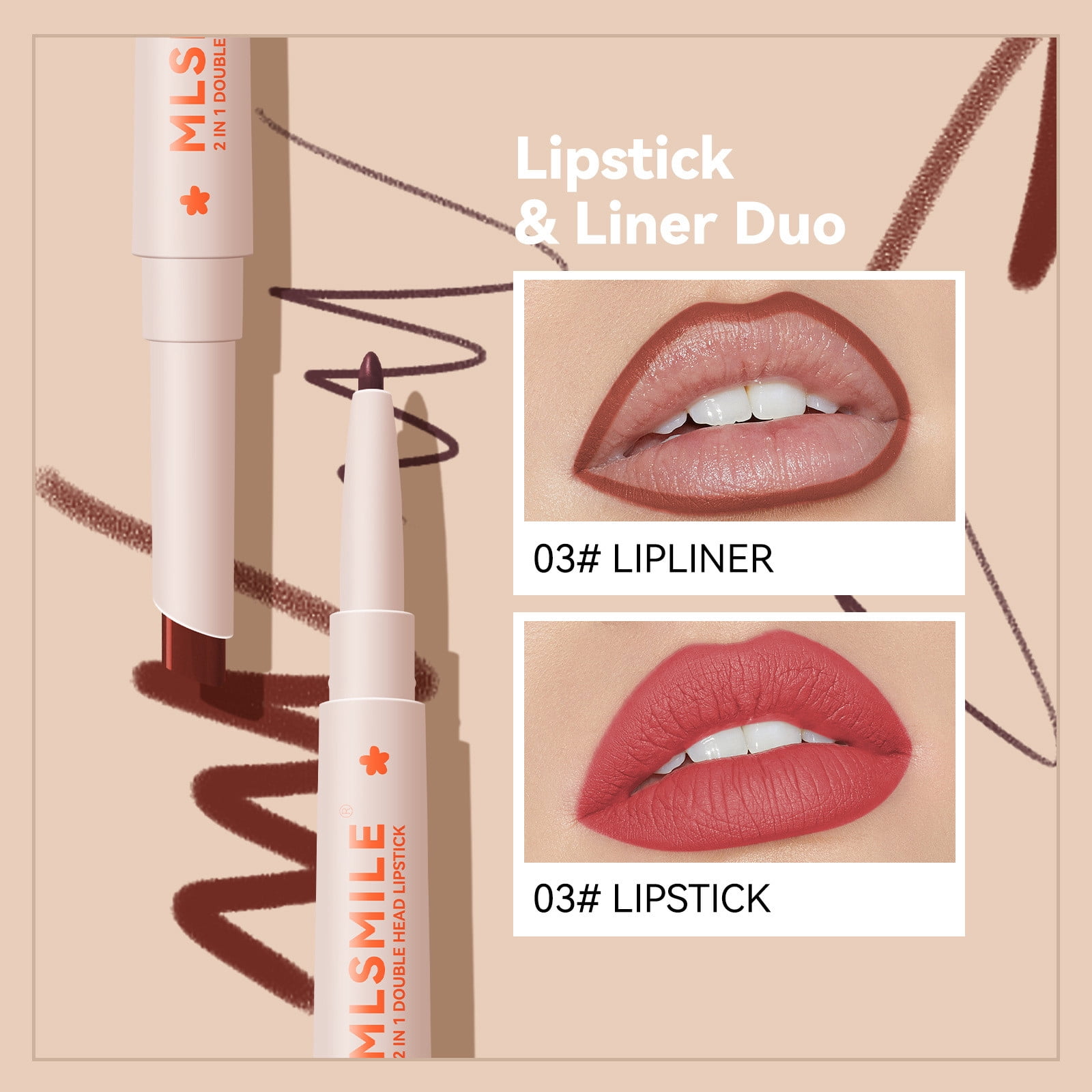 Bilqis Double Head Lipstick & Lip Liner, Long-Lasting Matte Surface ...