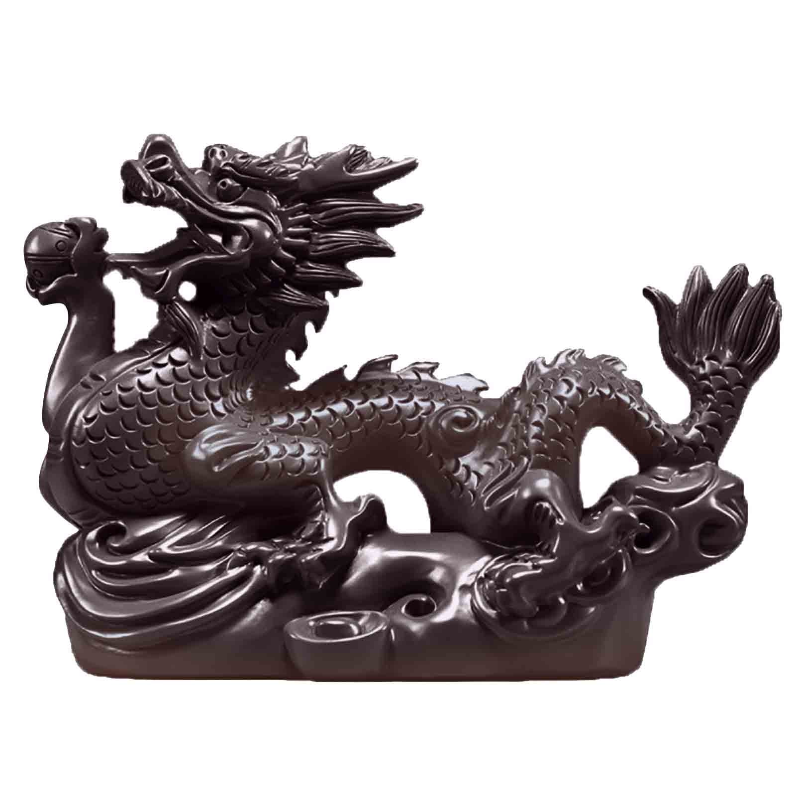 Bilqis Dragon Statue Small Wooden Chinese Feng Shui Dragon Figurines ...