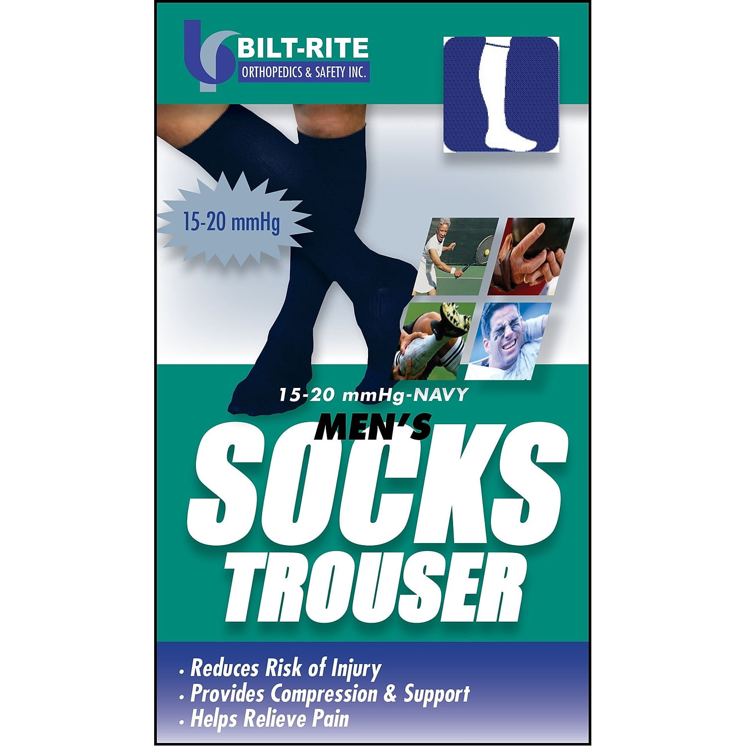 Bilt-Rite Mutual Men's Trouser Socks 15 - 20 mmHg Navy 2 pack (10-71000-MD-2) - Walmart.com
