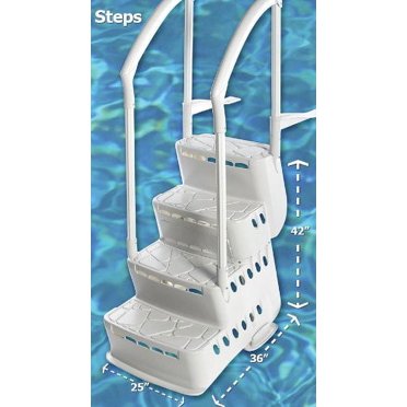 Aqua Select Everest Above Ground Pool Step Ladder, White, 350lbs Weight ...