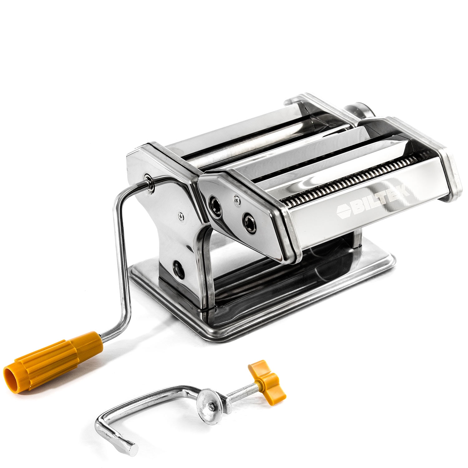 Biltek Pasta Maker Machine - Stainless Steel Hand Crank Cutter & Roller ...