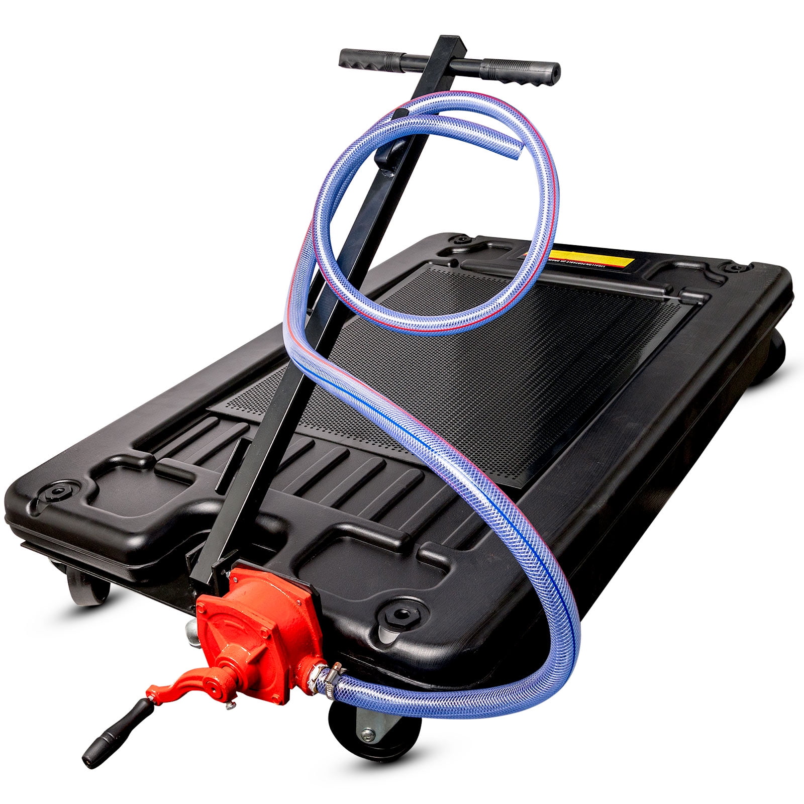 Biltek Portable Oil Drain Pan with Crank Pump 17 Gallon Low Profile Oil ...