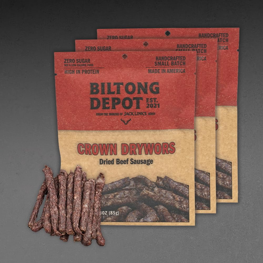 Biltong Depot Crown Drywors XEF1 Bundle (3oz, pack of 3): High Protein ...