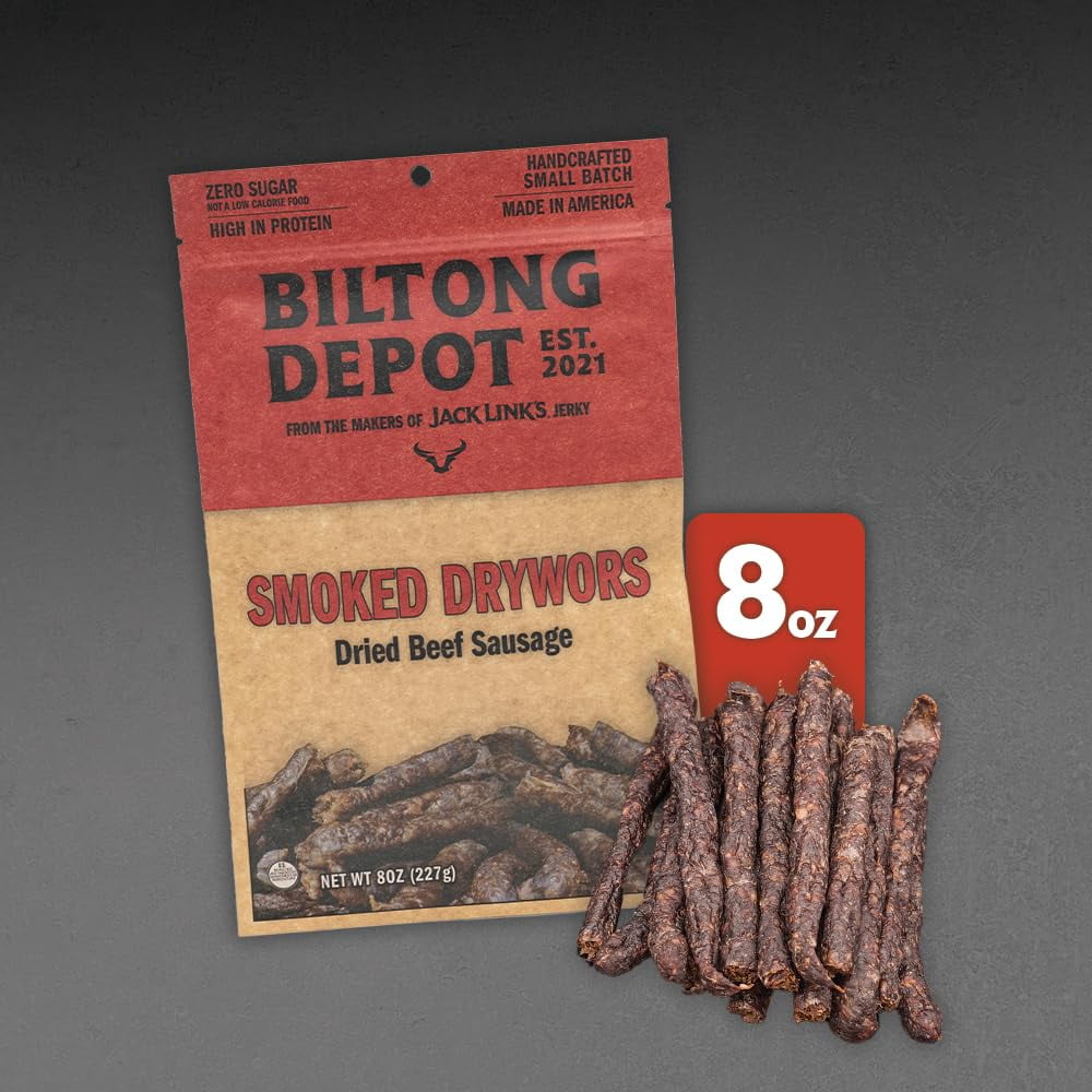 Biltong Depot Smoked Drywors AKF18 (8oz): High Protein Snack, No Sugar ...