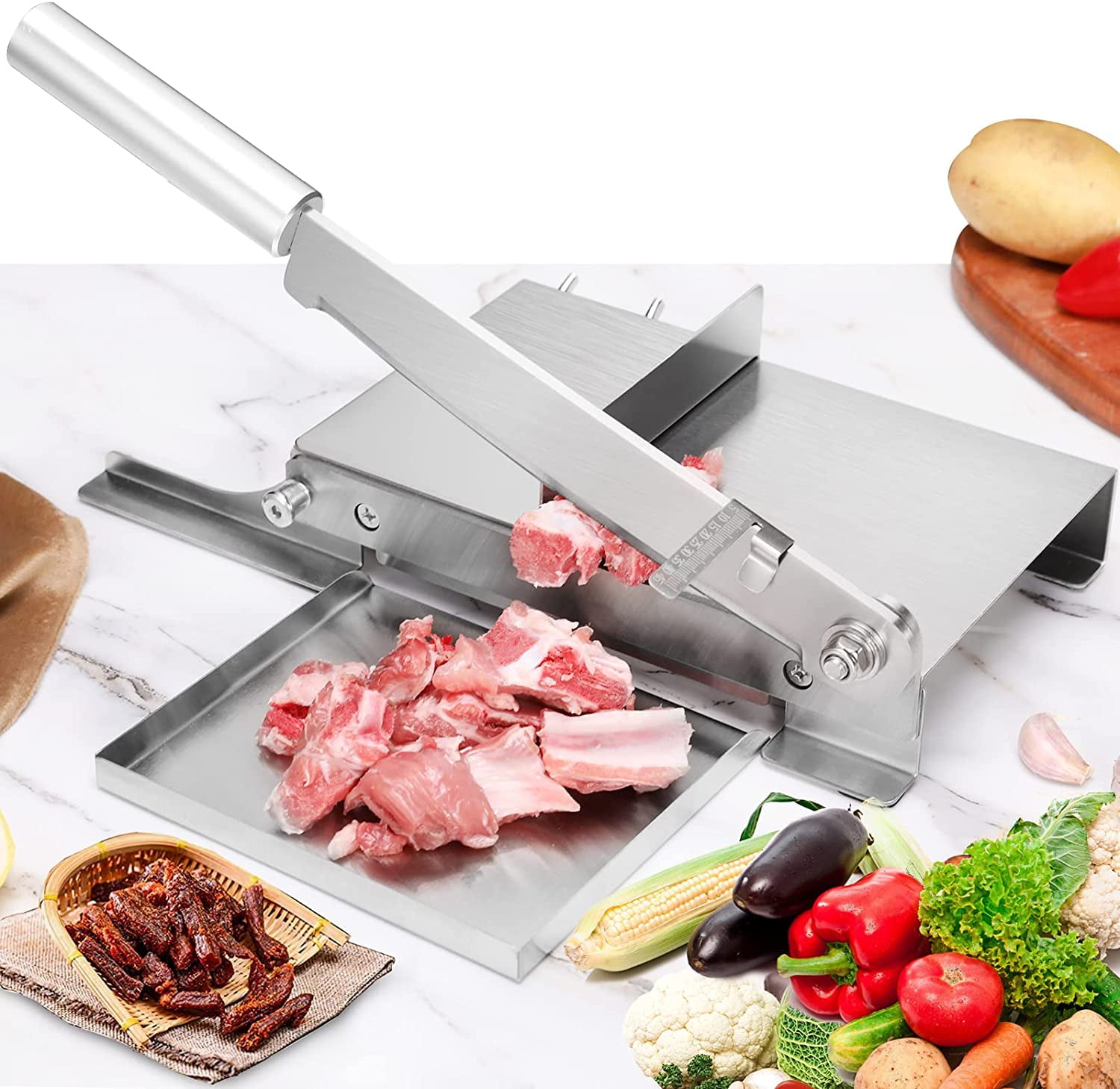 Biltong Slicer Manual Meat Cutter with Scale - Stainless Steel Cutting ...