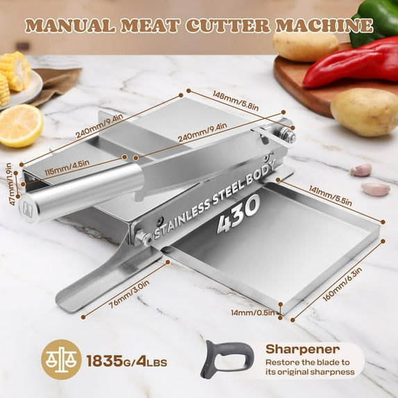 Biltong Slicer Manual Meat Cutter with Scale - Stainless Steel Cutting ...