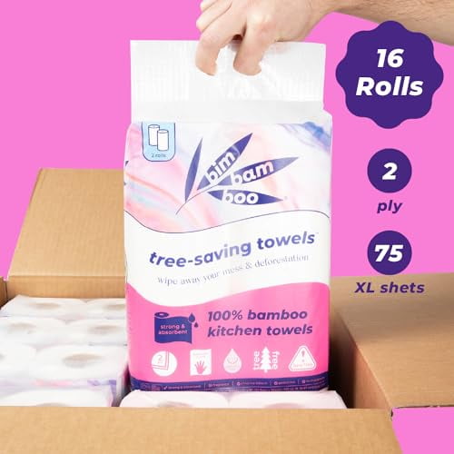 Bim Bam Boo 2-Ply Tree-Free Strength Premium Bamboo Paper Towels, 16 ...