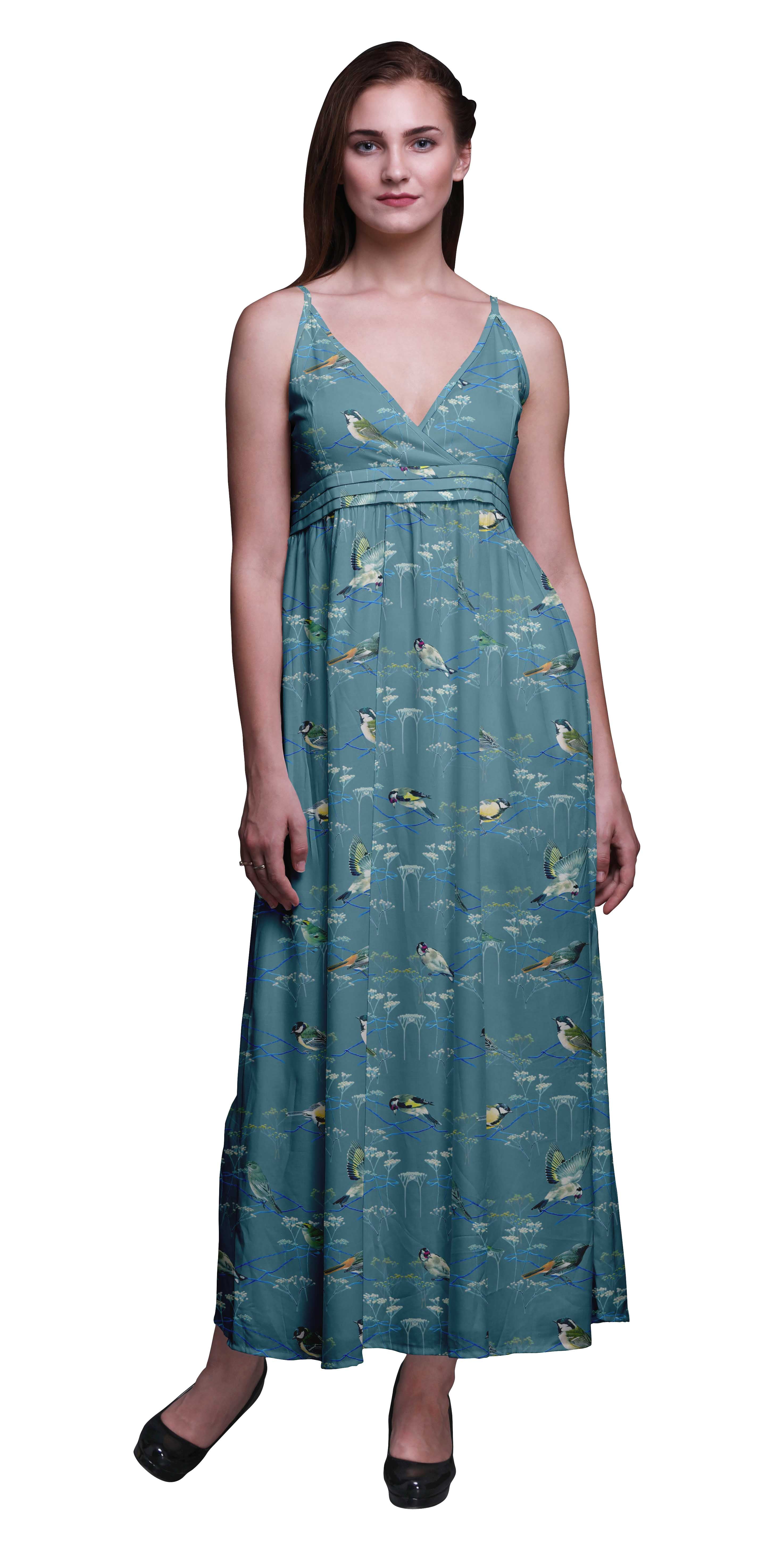 Bimba Bird Women Printed Long Chic Dress Bohemian Summer Maxi Beach ...