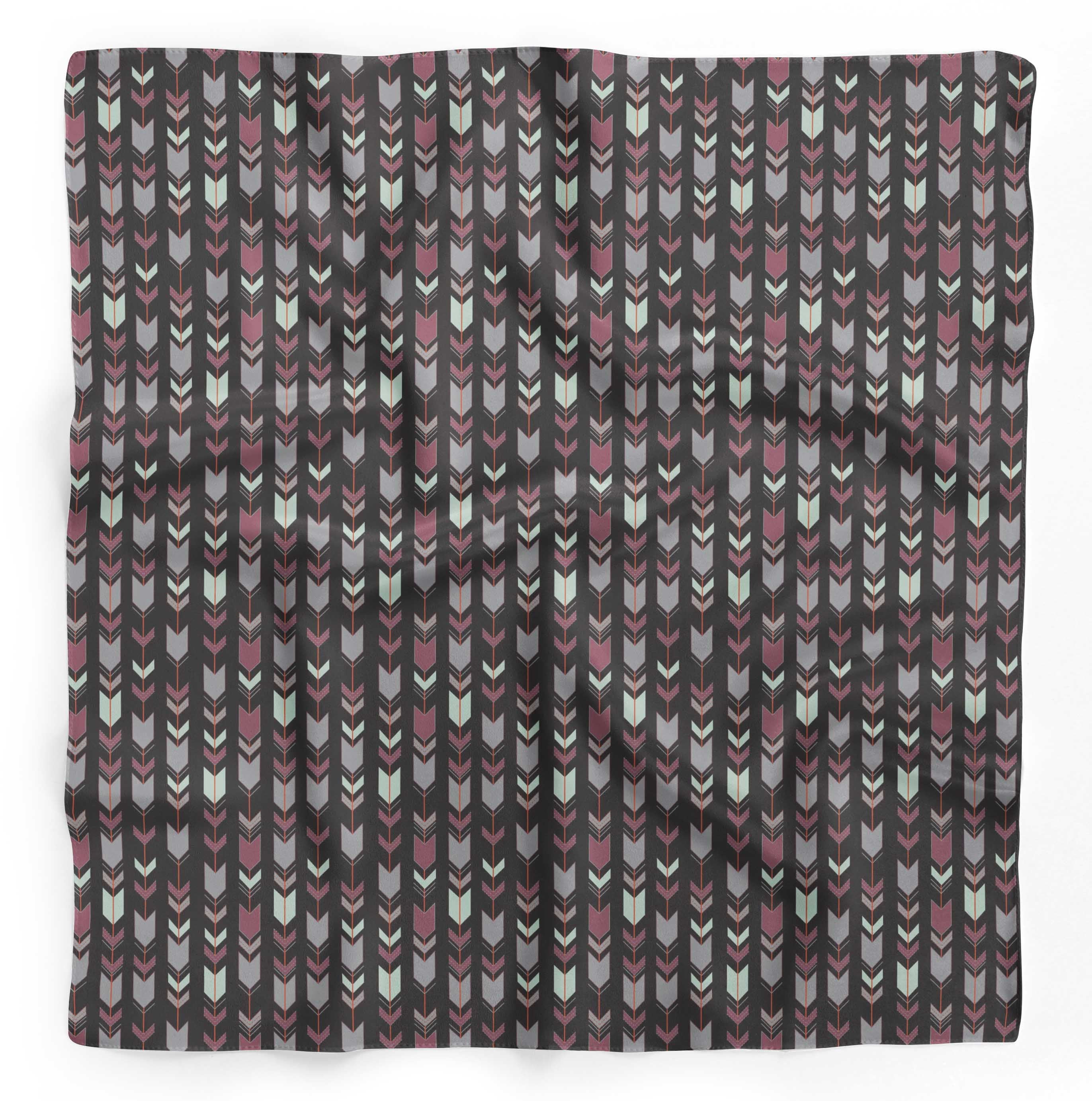Bimba Black Stripe & Arrow Mix Pure Silk Printed Head Bandanas Summer ...