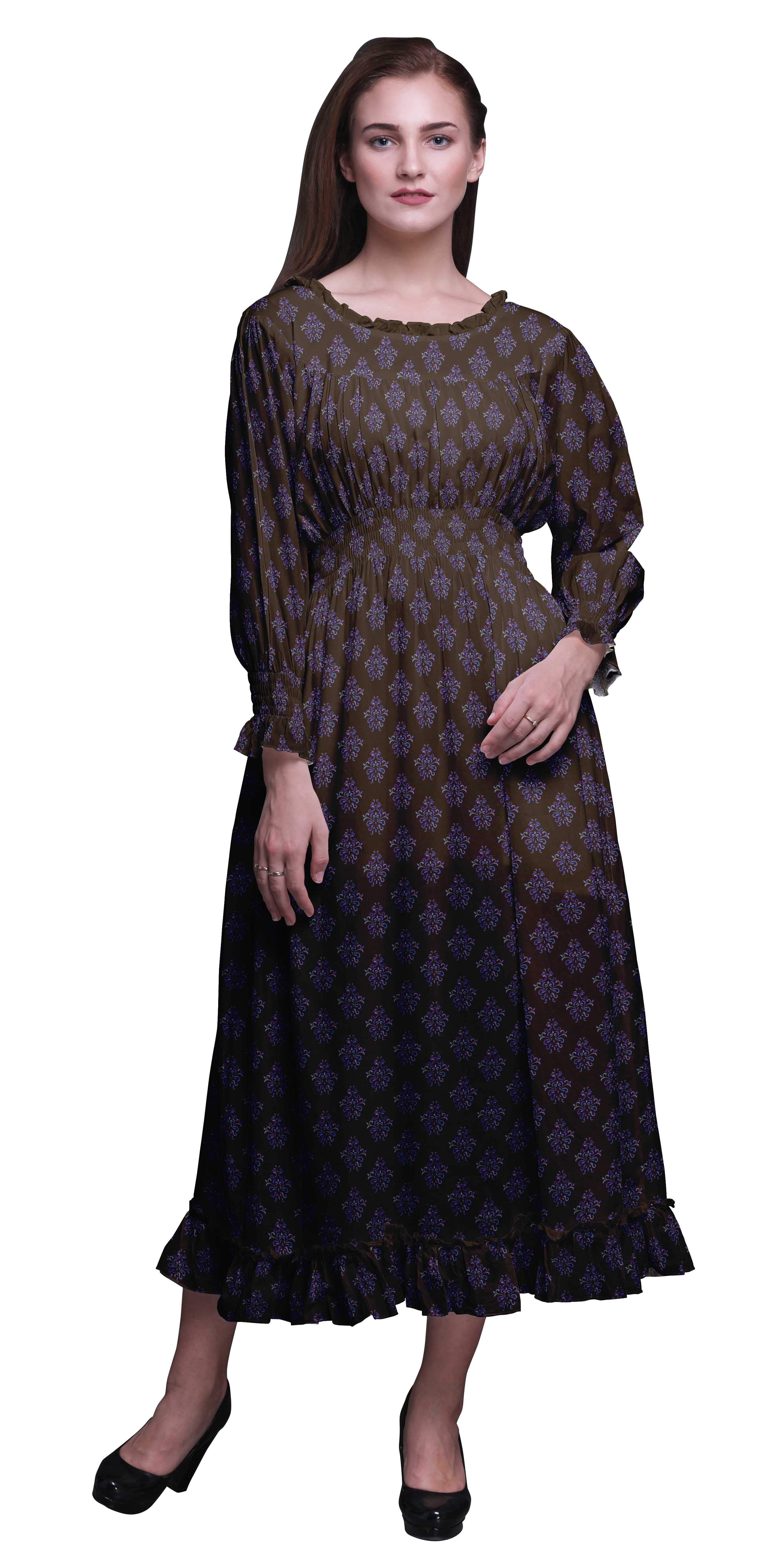 Bimba Block Ladies Printed Boho Gypsy Summer Smocked Maxi Long BeachÂ ...