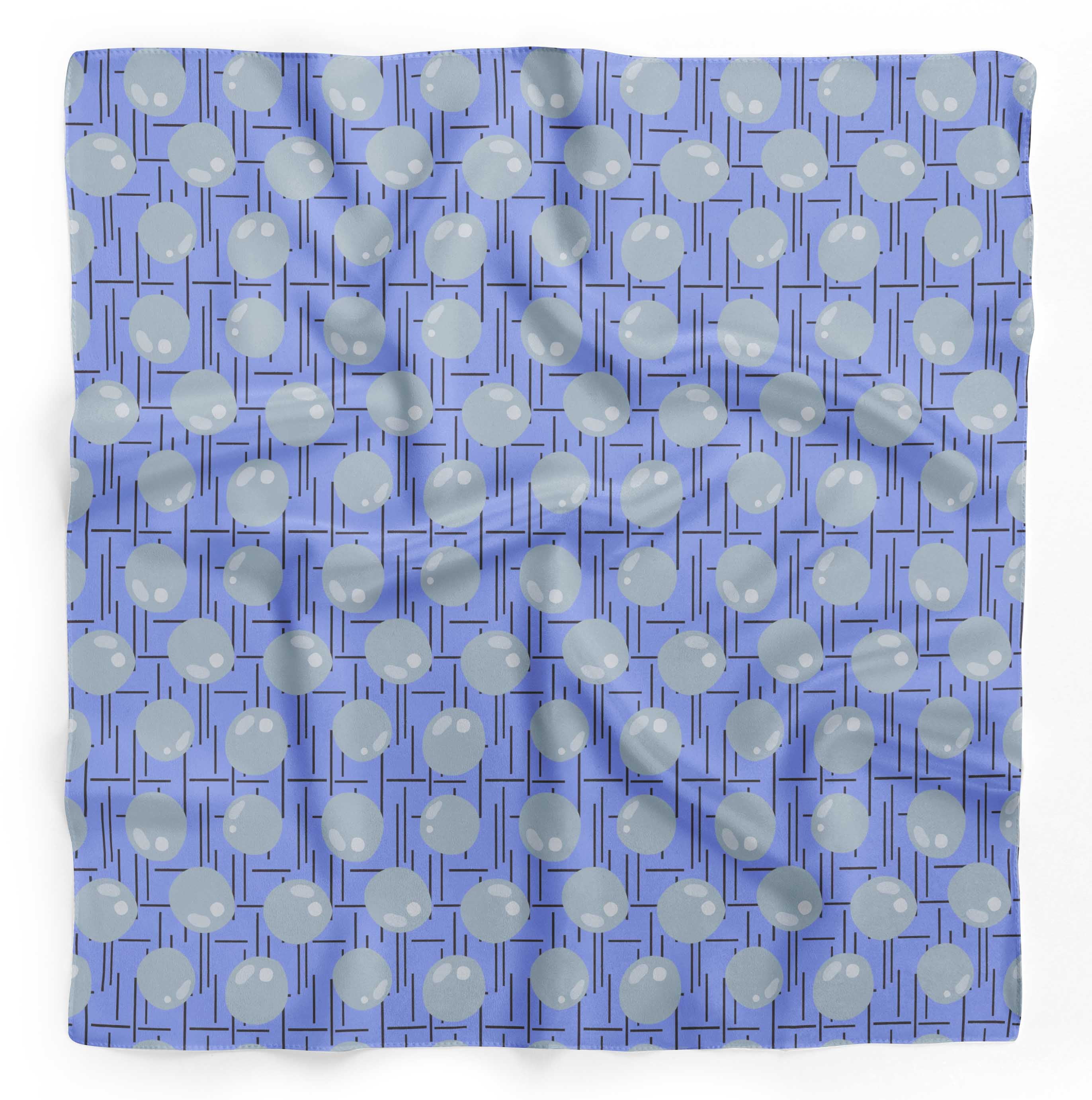 Bimba Blue Line & Circle Geometric Pure Silk Printed Head Bandanas ...