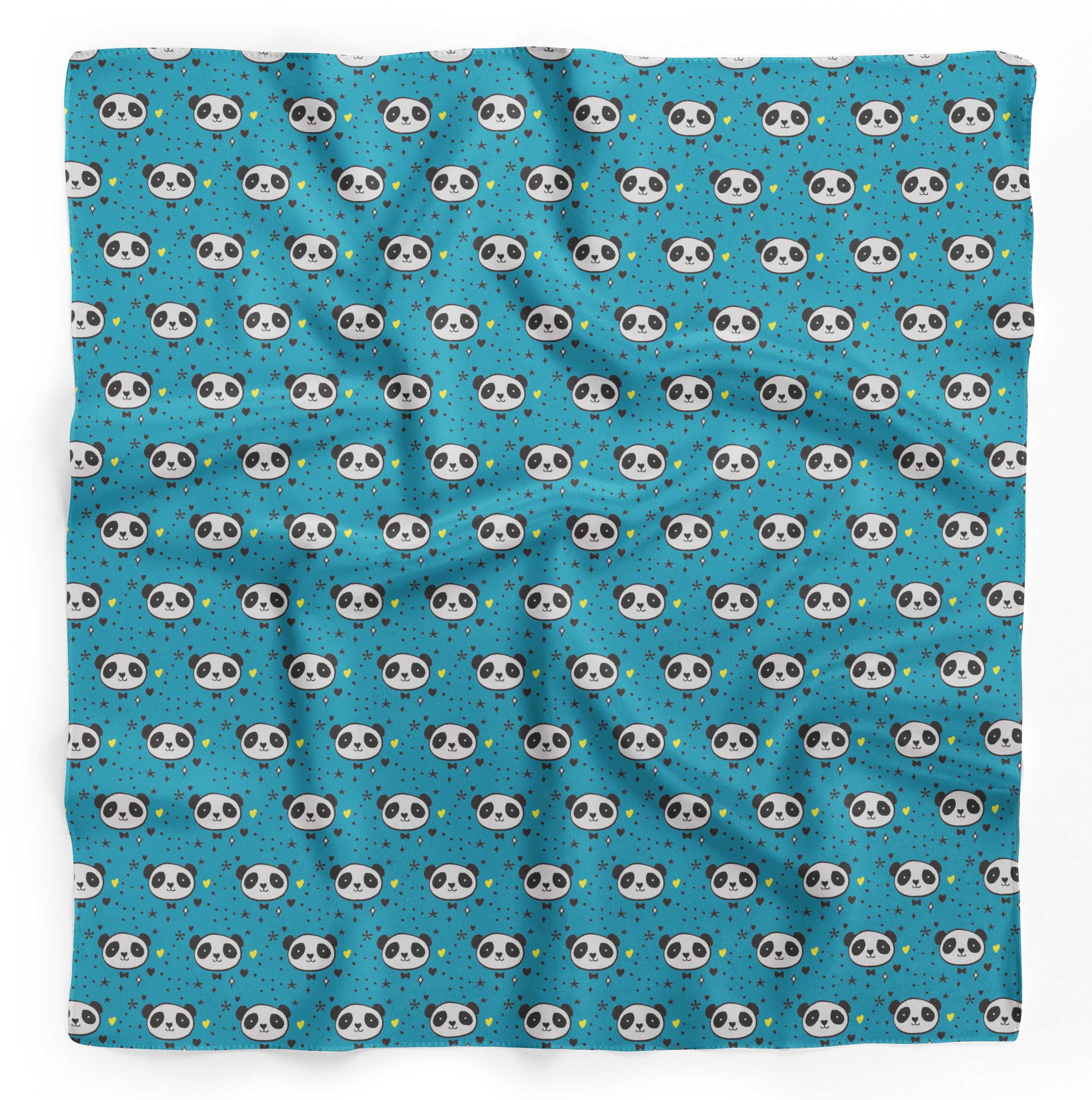 Bimba Blue Panda Face Kids Pure Silk Printed Head Bandanas Summer Neck ...
