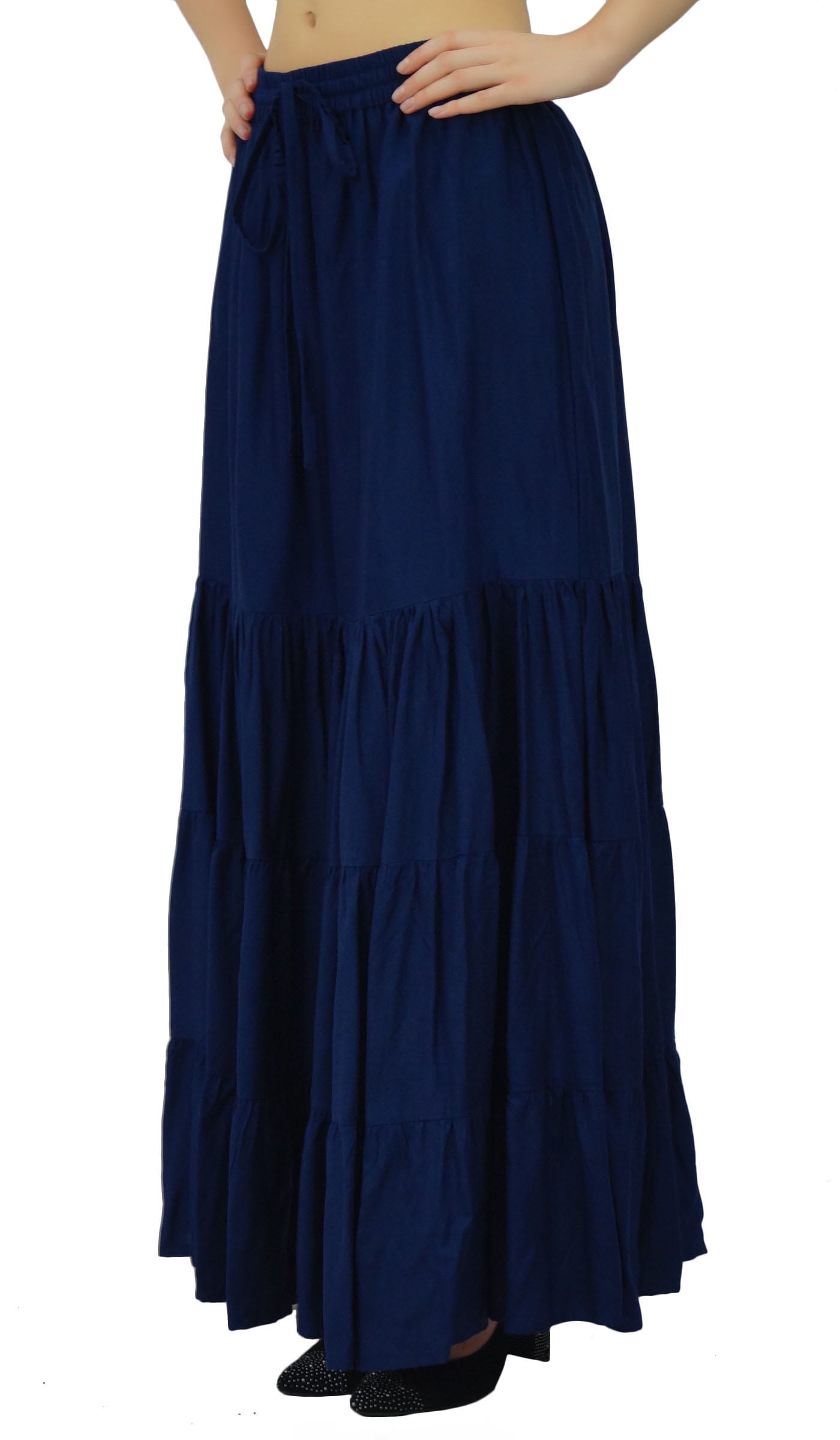 Bimba Boho Long Flaired Maxi Tier Skirt Elastic Waist Rayon Bohemian ...