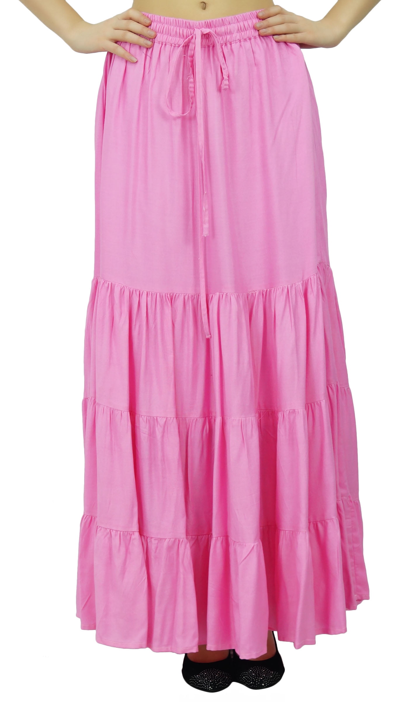 Bimba Boho Long Flaired Maxi Tier Skirt Elastic Waist Rayon Bohemian ...