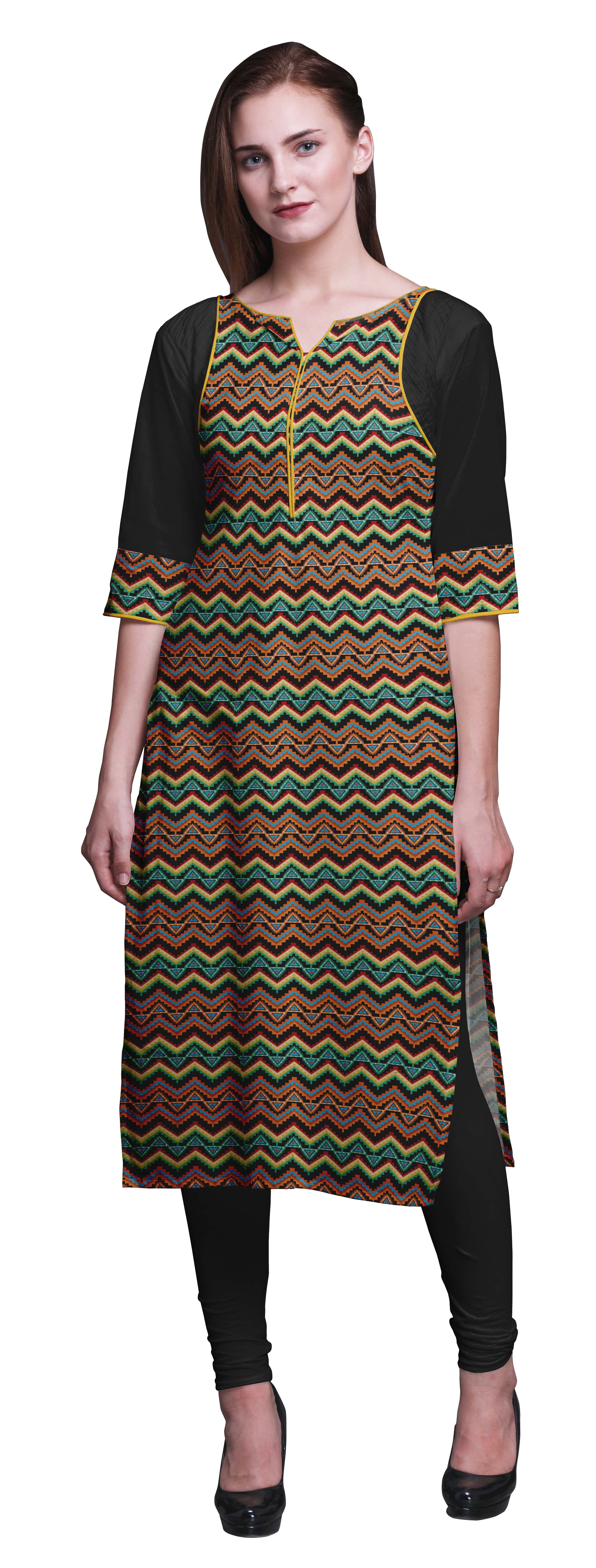 Bimba Cotton Panel Straight Kurtis For Women Long Kurti Dress Printed ...