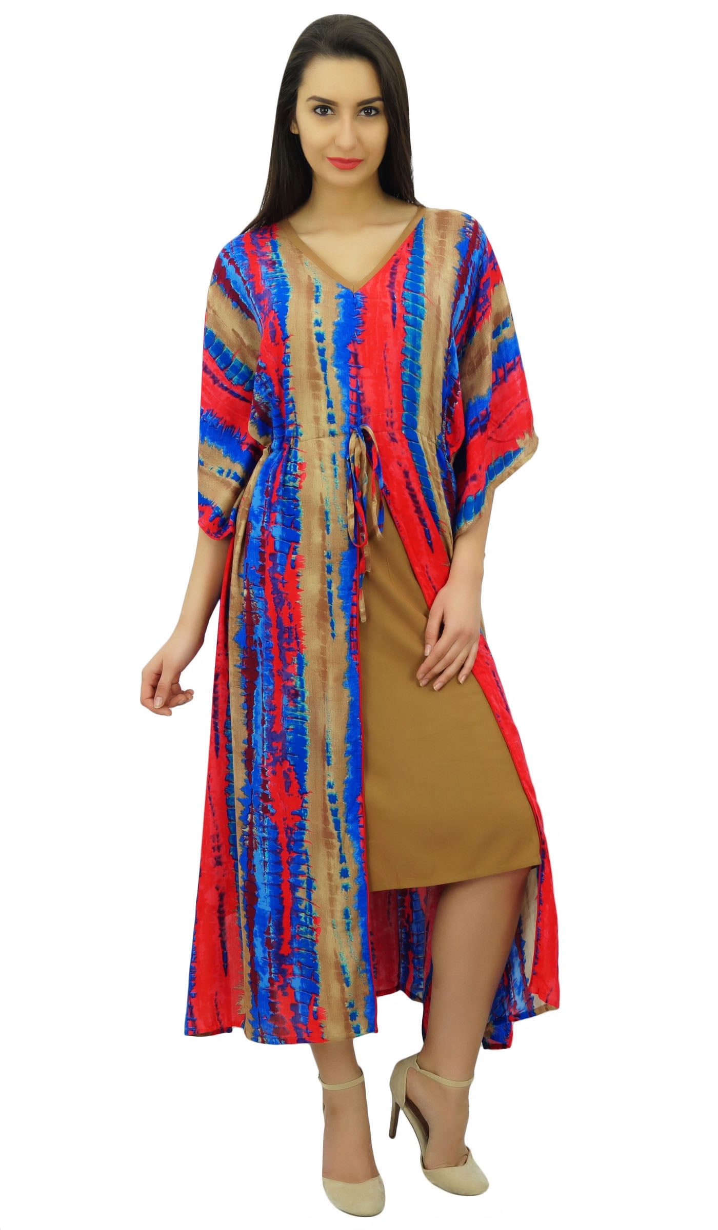 Bimba Exclusive Rayon Kaftan Chic Coverup Dress Drawstring Waist Night ...