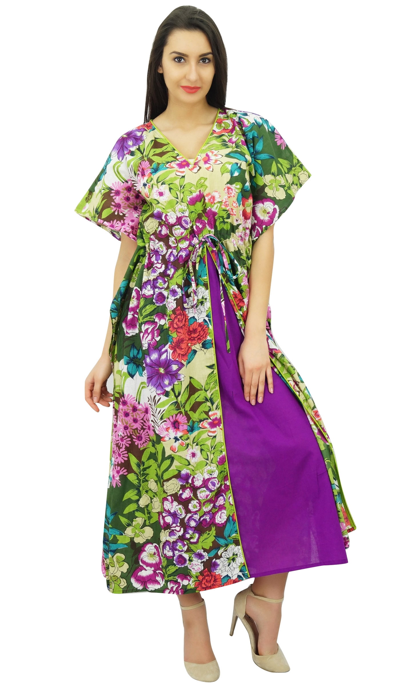 Bimba Exclusive Rayon Maxi Kaftan Chic Coverup Dress Drawstring Waist ...