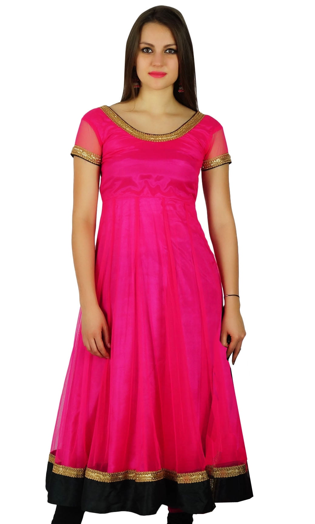 Bimba Flaired Net Anarkali Dress Solid Kurta Kurti Indian Tunic Custom ...