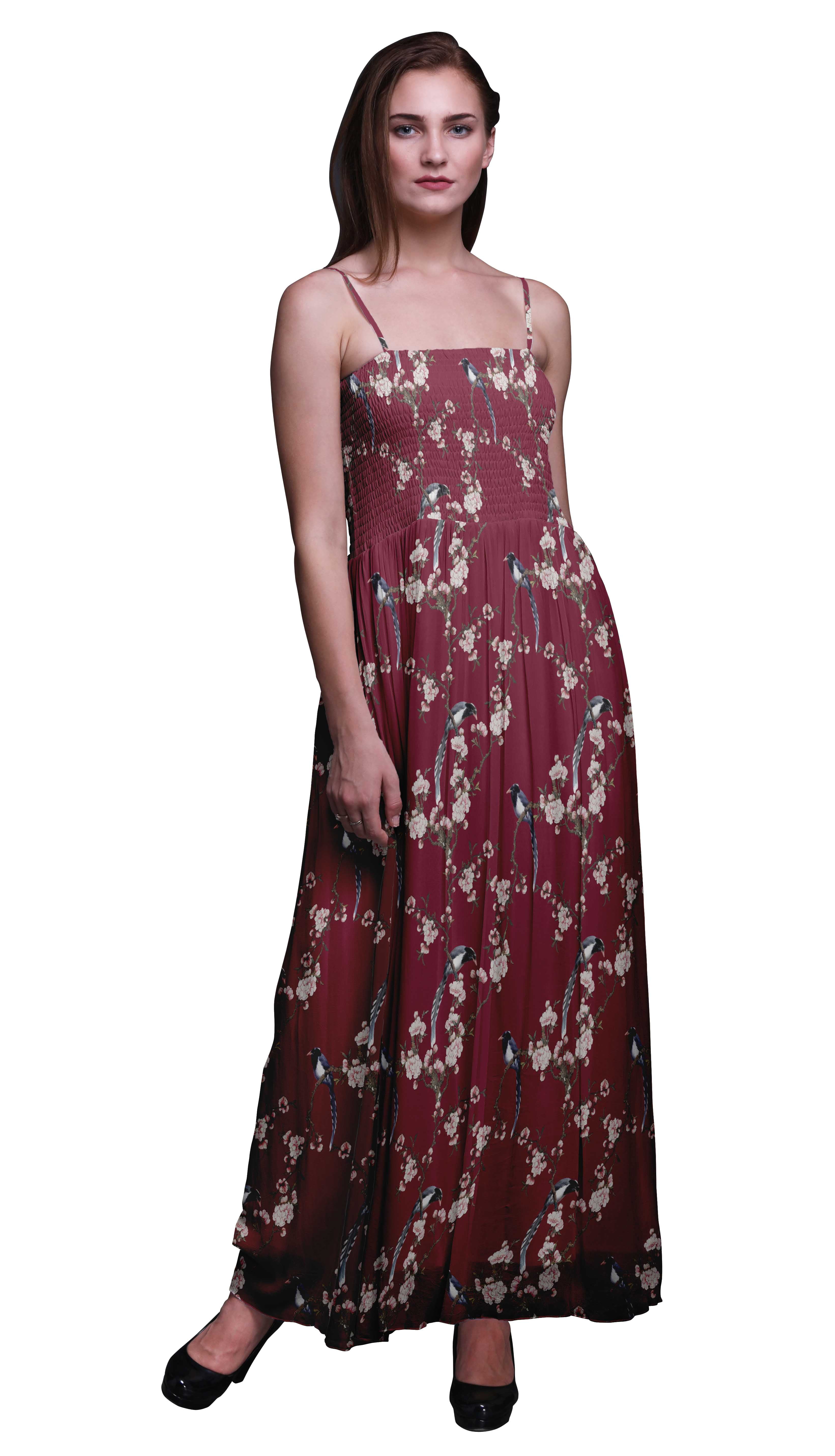 Bimba Floral & Paradise Whydah Bird Bimba Printed Women Flowy Smocked ...