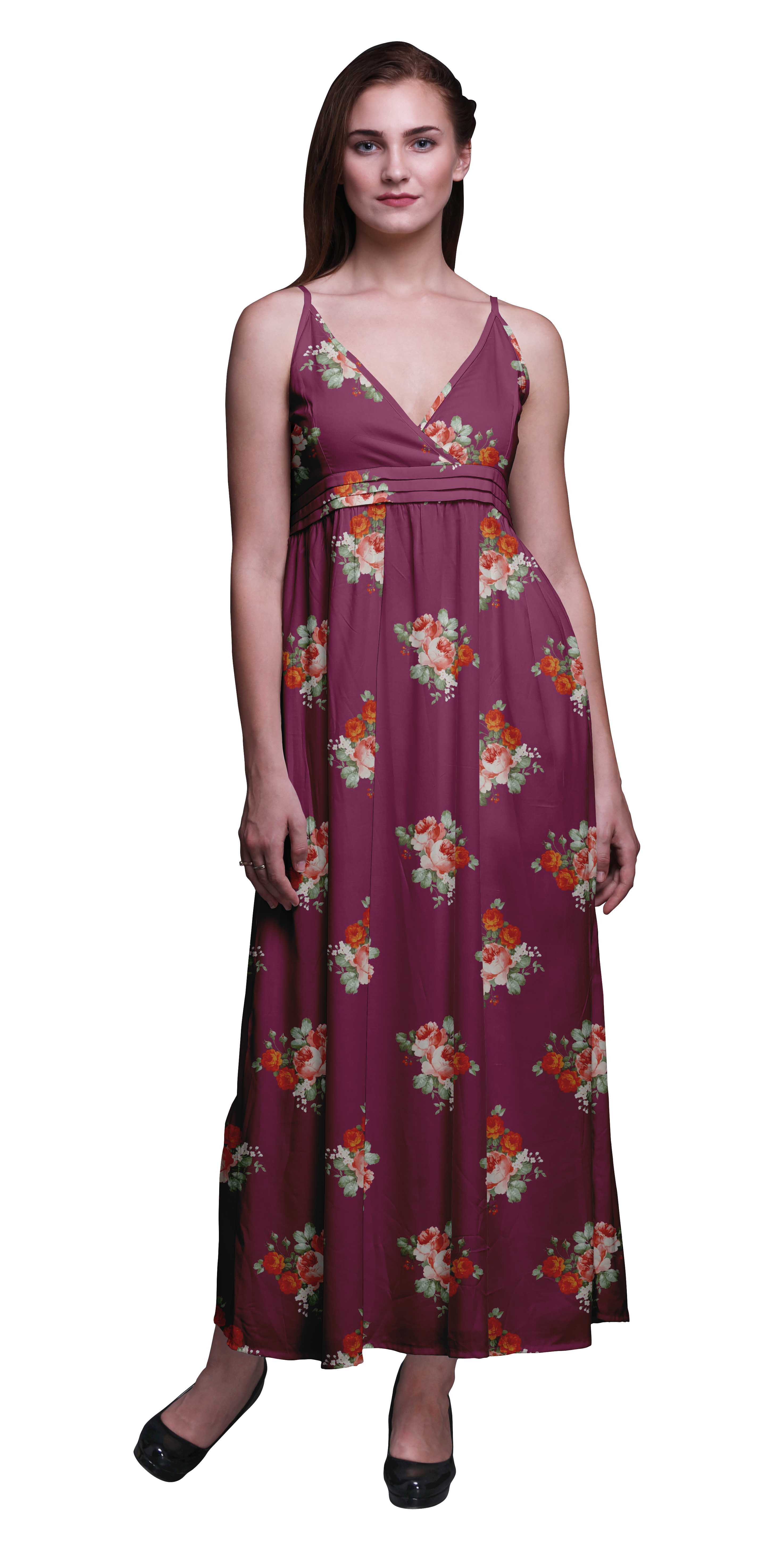 Bimba Floral Printed Adjustable Spaghetti Strap Long Maxi Dress Summer ...