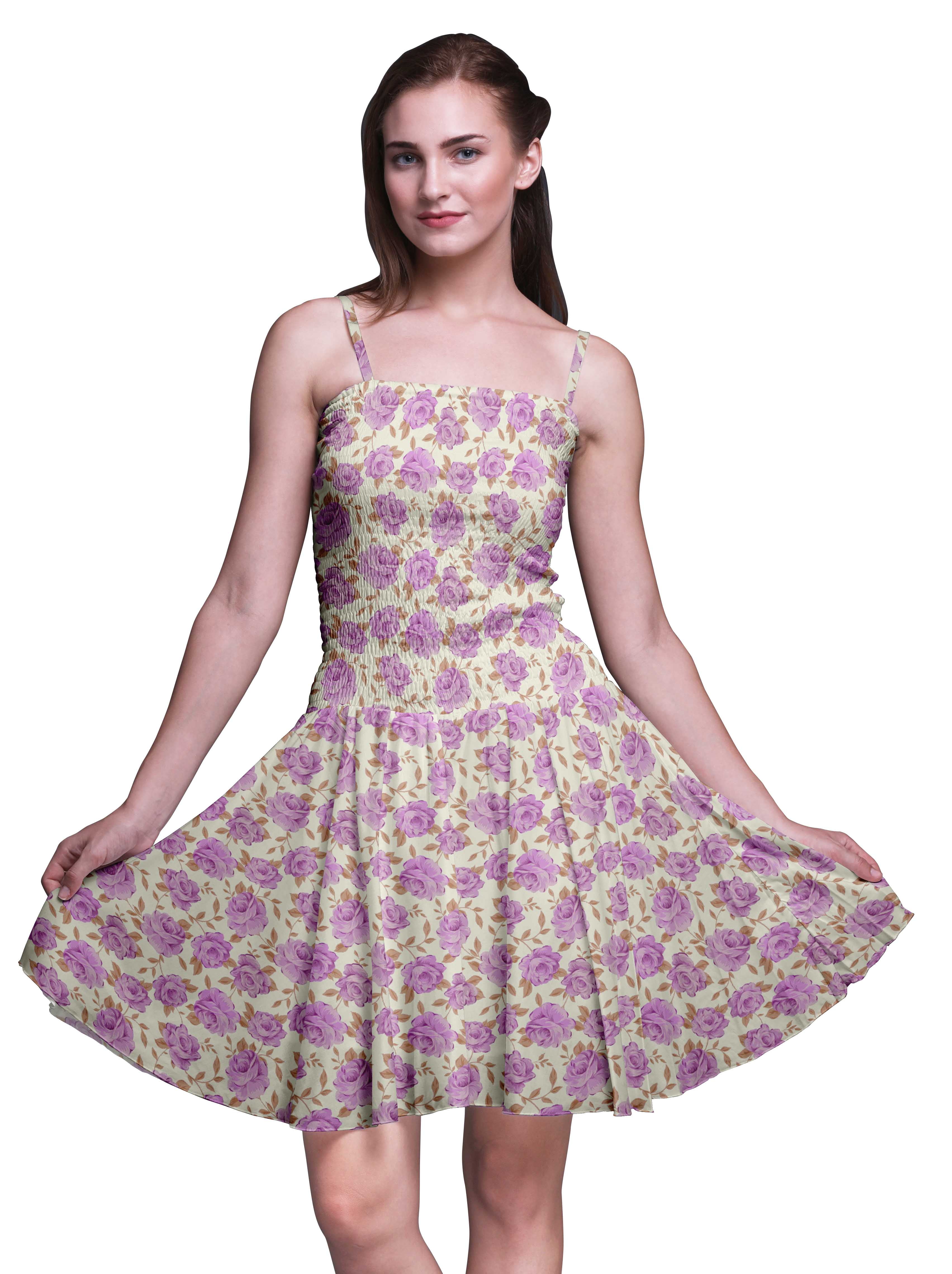 Bimba Floral Women Sleeveless Mini Flowy Tank Summer Sun Dress Floral ...