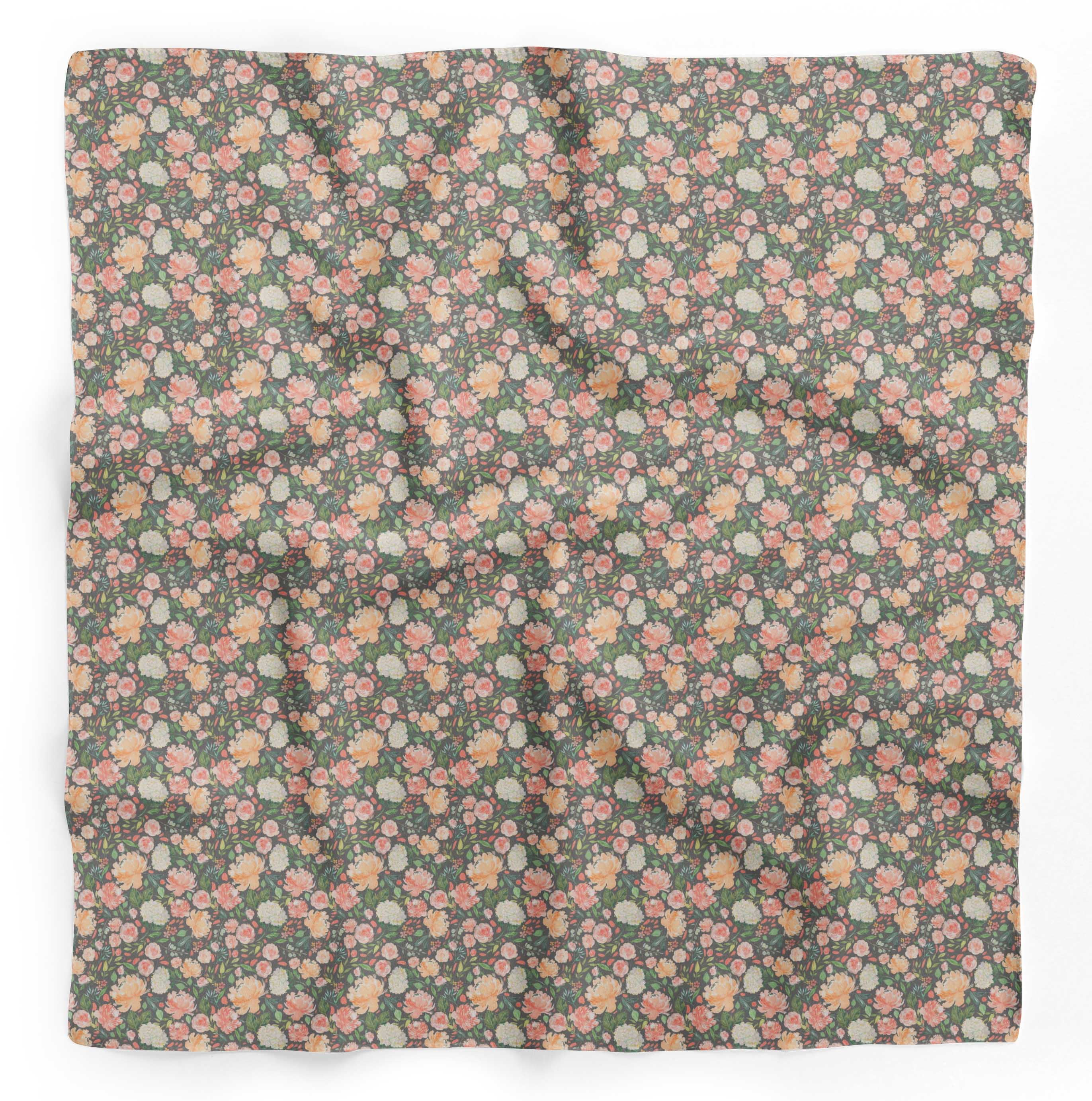 Bimba Gray Ranunculus Tango & Rose Floral Pure Silk Printed Head ...