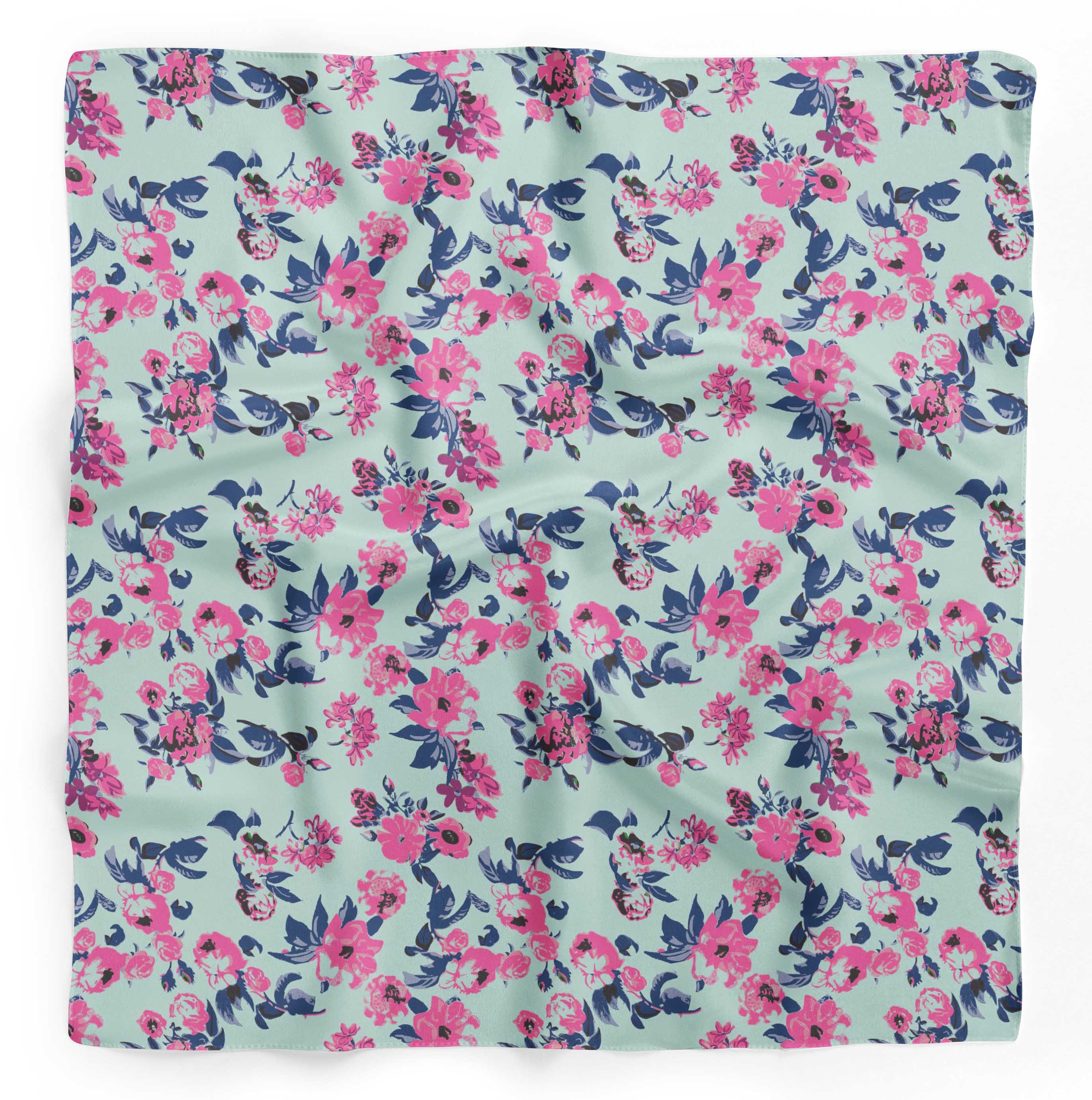 Bimba Green Artistic Leaf & Floral Printed Pure Silk Scarf For Hair ...