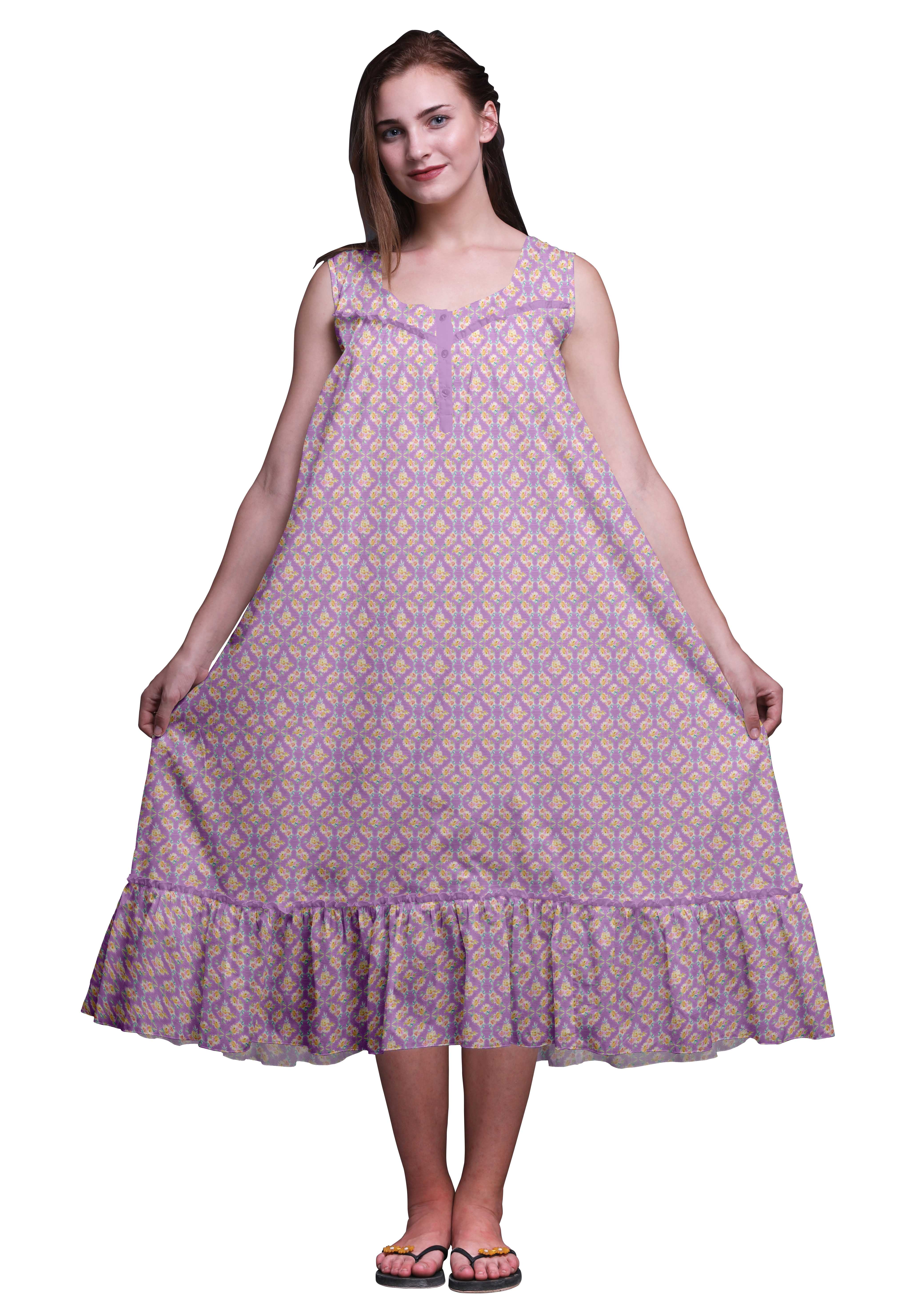 Bimba Lavender6 Watercolor Ogee,Pink & Peach Flower Mid Calf Nightwear ...