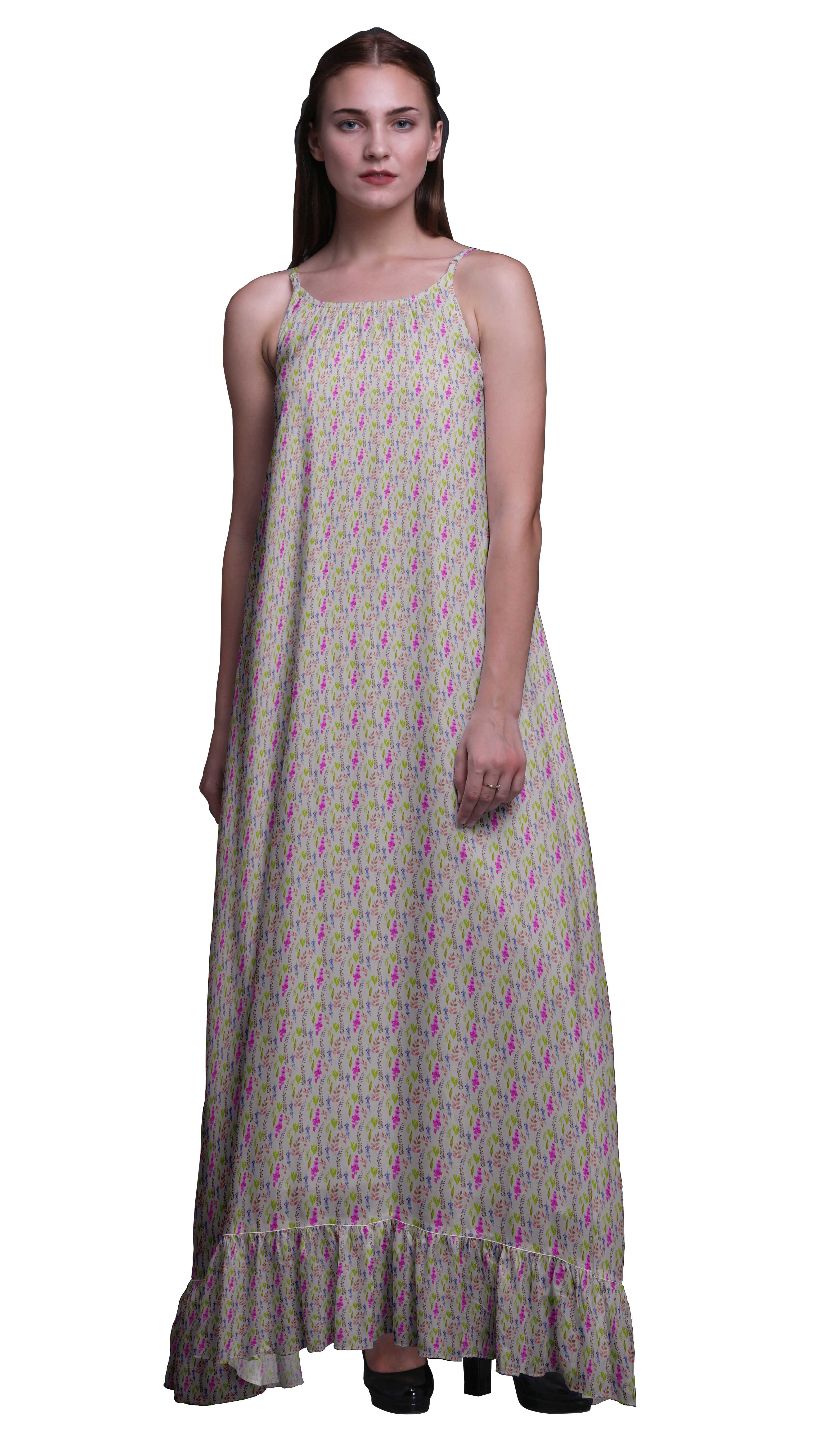 Bimba Light Gray4 Floral Leaves & Orchids Printed Nightwear For Women ...