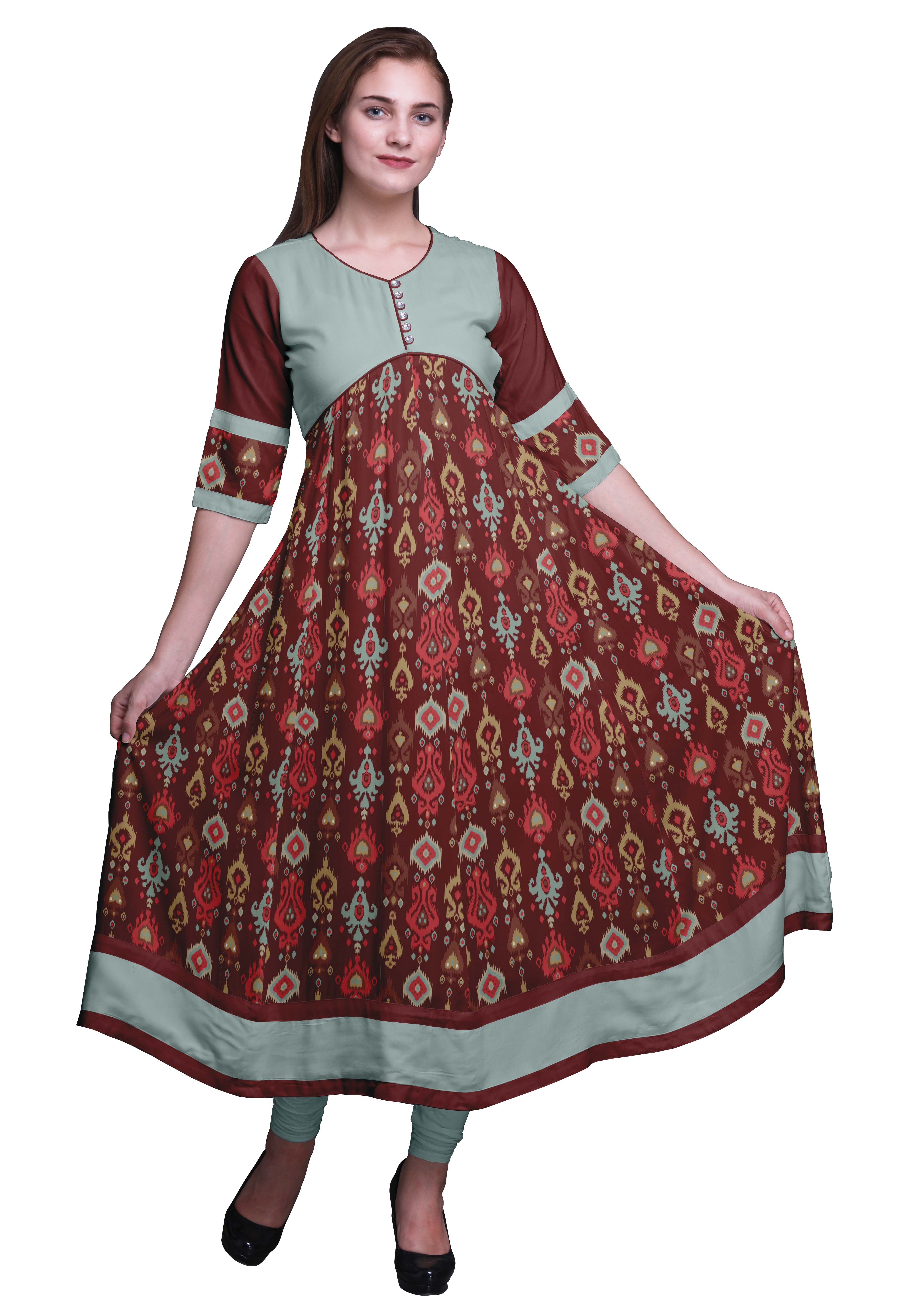 Bimba Long Anarkali Dresses Casual Ethnic Kurti Indian Kurtis For Women ...