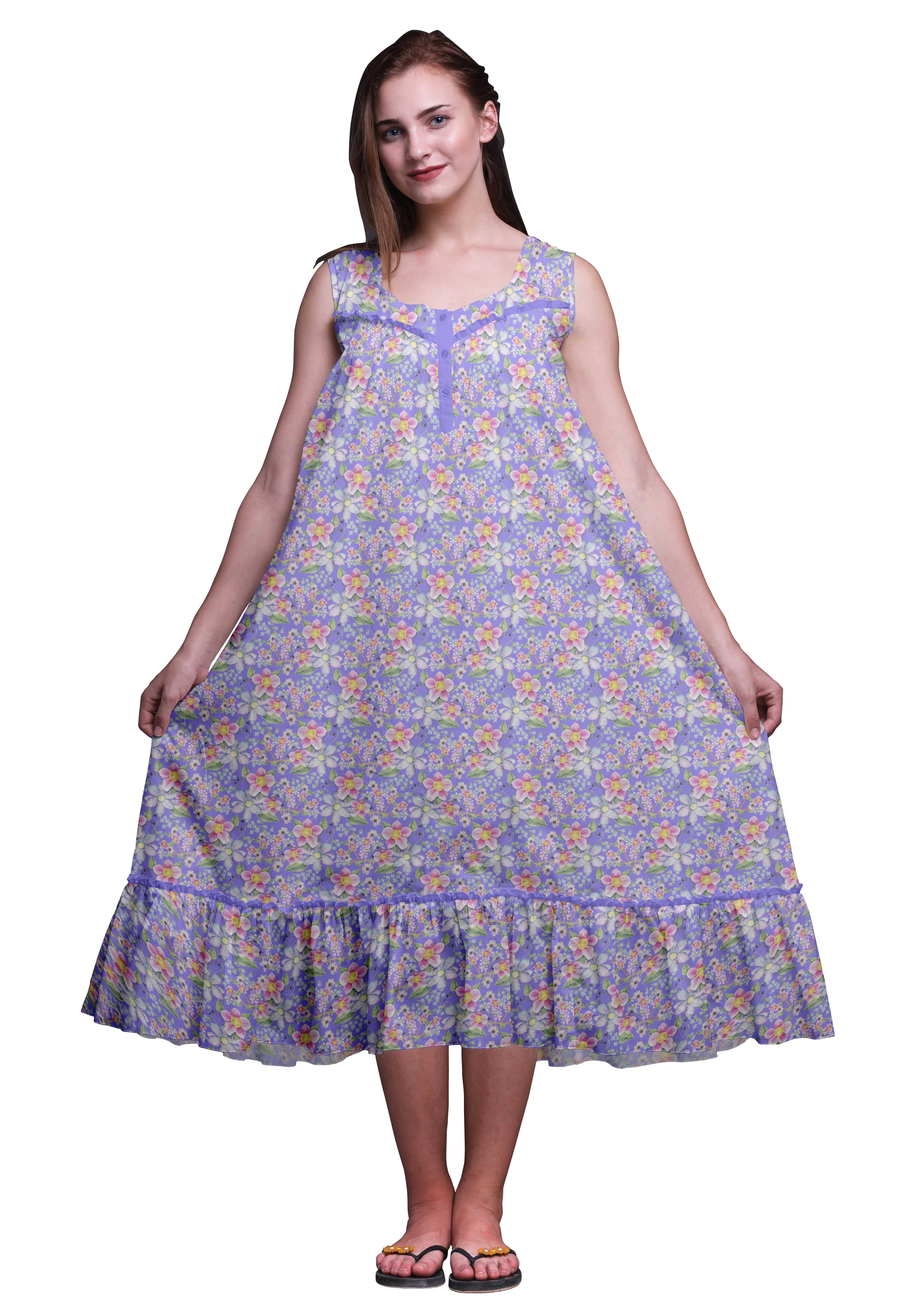 Bimba Medium Purple Floral Anemone & Lavender Blue Flower Printed ...