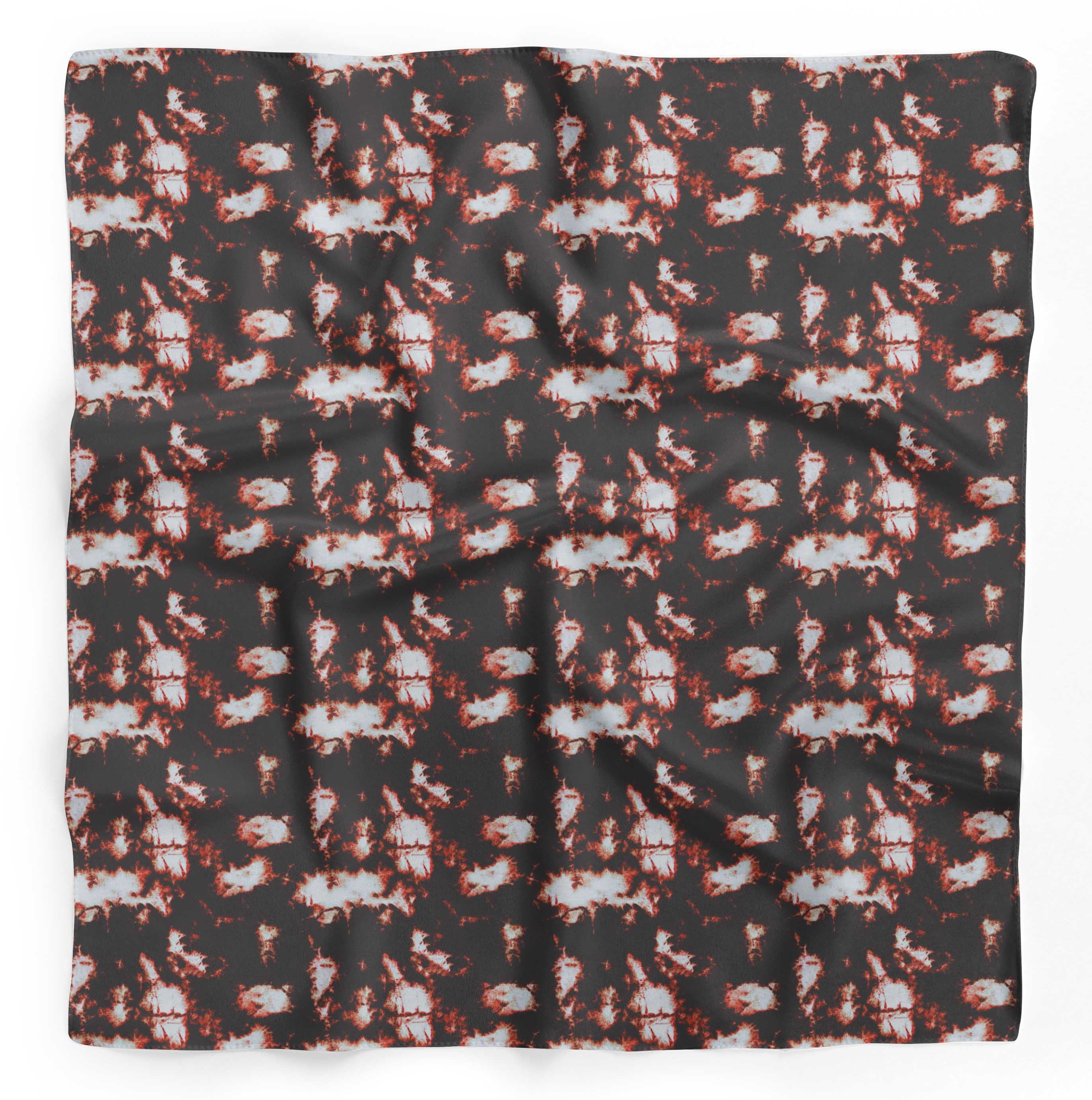 Bimba Orange Abstract Tie-Dye Printed Pure Silk Scarf For Hair Neck ...