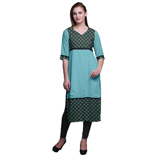 Bimba Panel Straight Kurtis For Women Long Kurti Dress Printed Indian