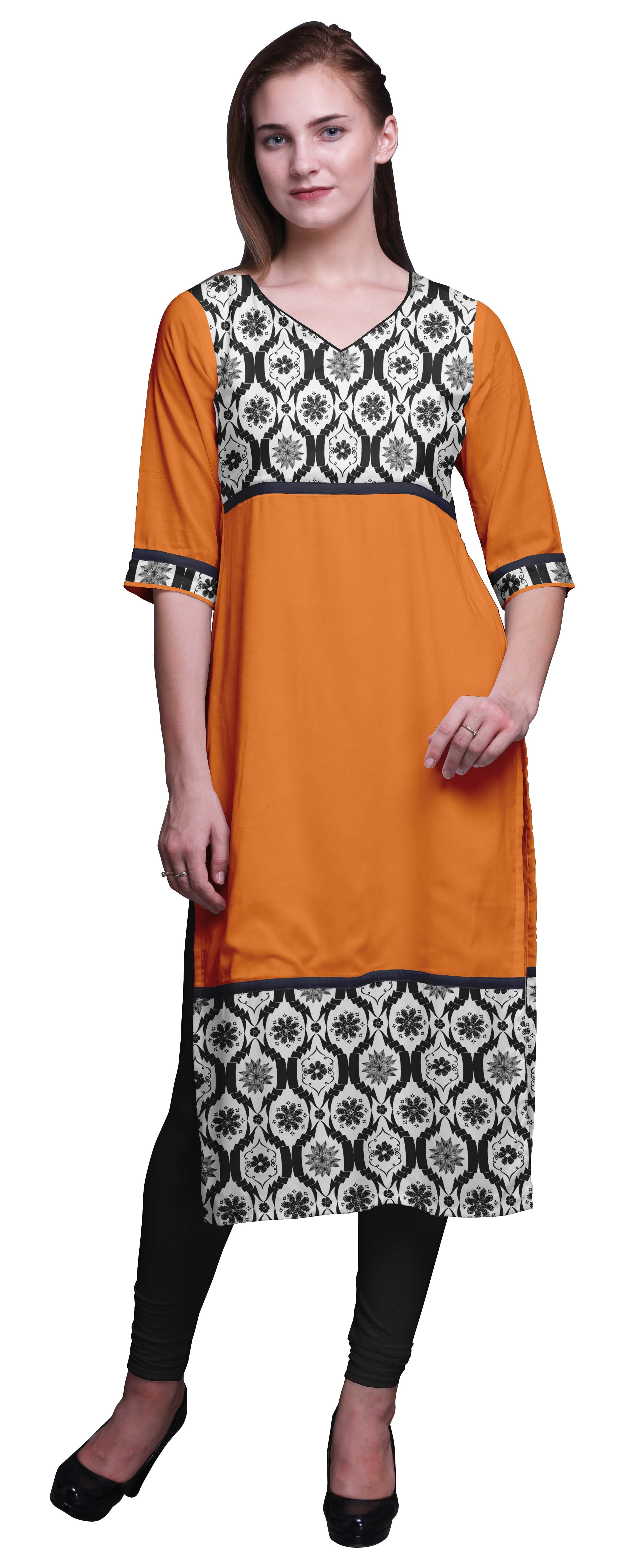 Bimba Panel Straight Kurtis For Women Long Kurti Dress Printed Indian ...