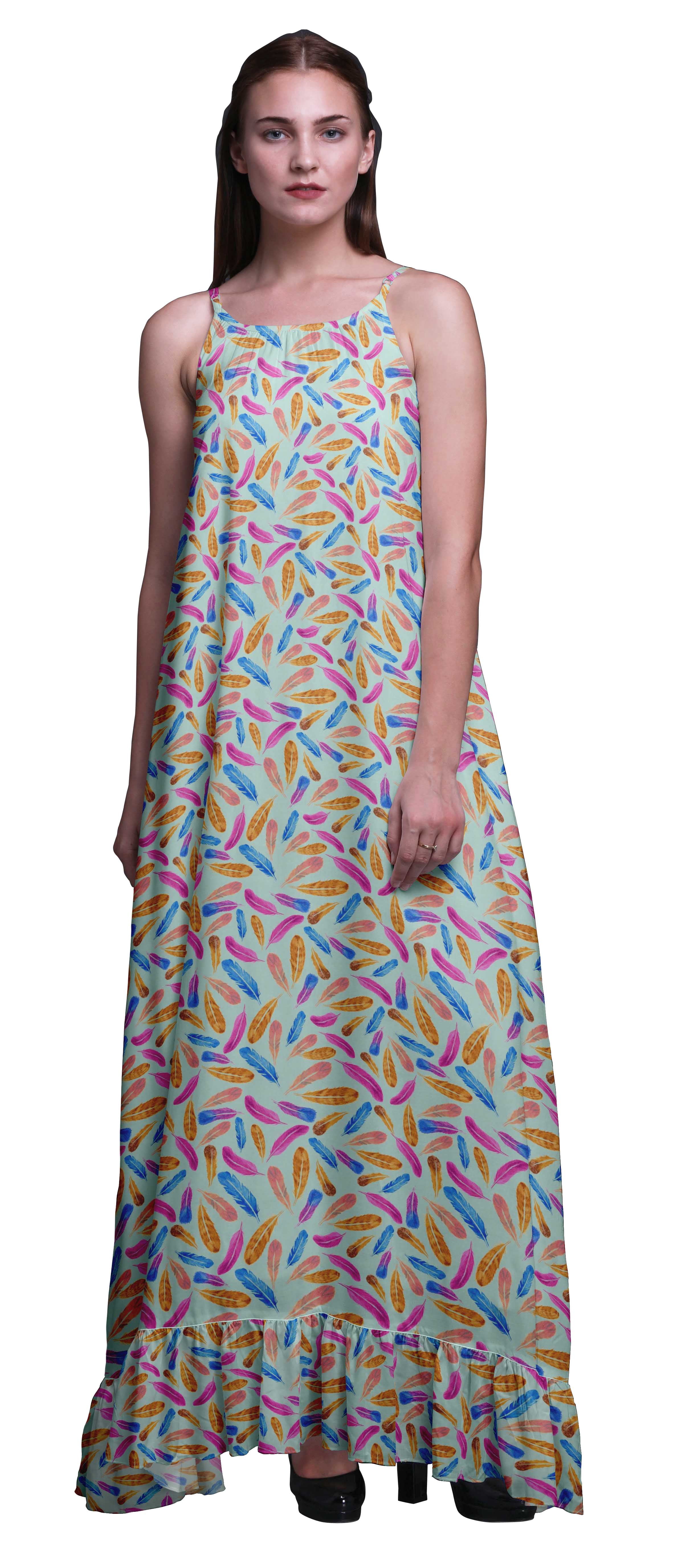 Bimba Pastel Mint Feather Colorful Nightwear For Women Printed ...