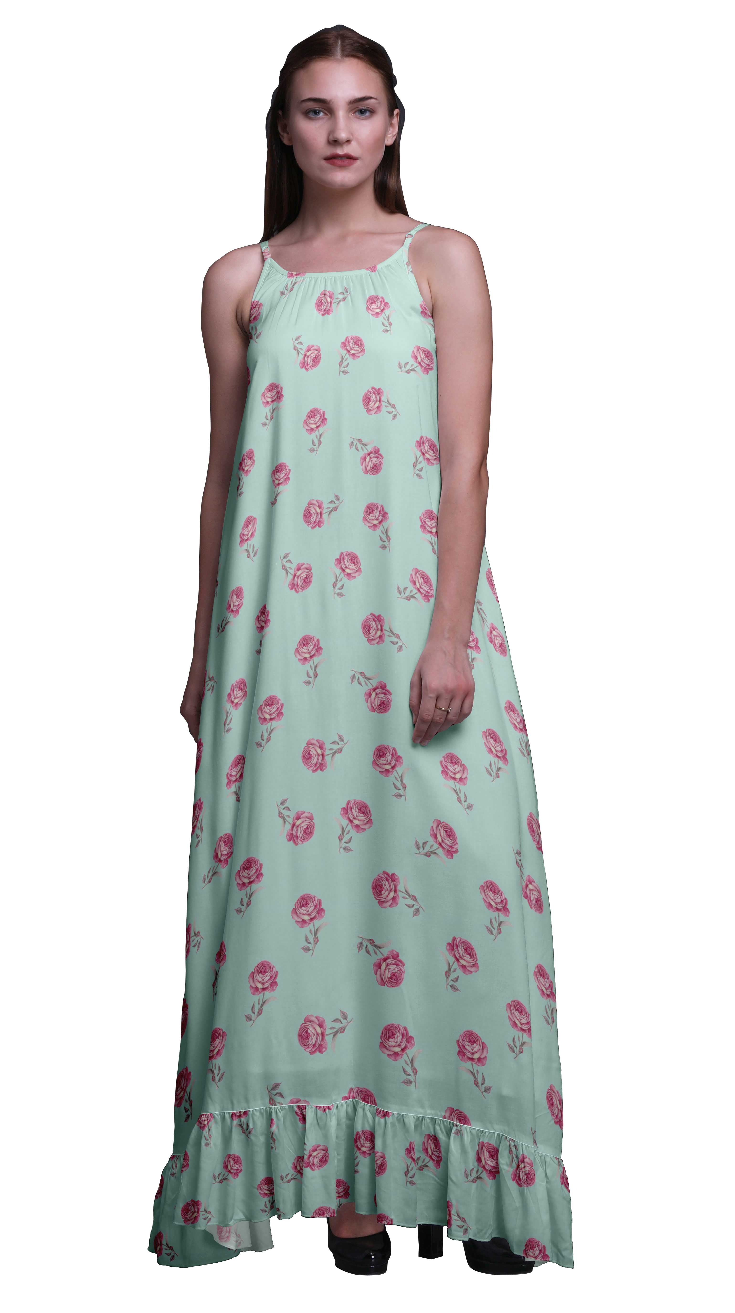 Bimba Pastel Mint10 Floral Grandiflora Roses Nightwear For Women ...