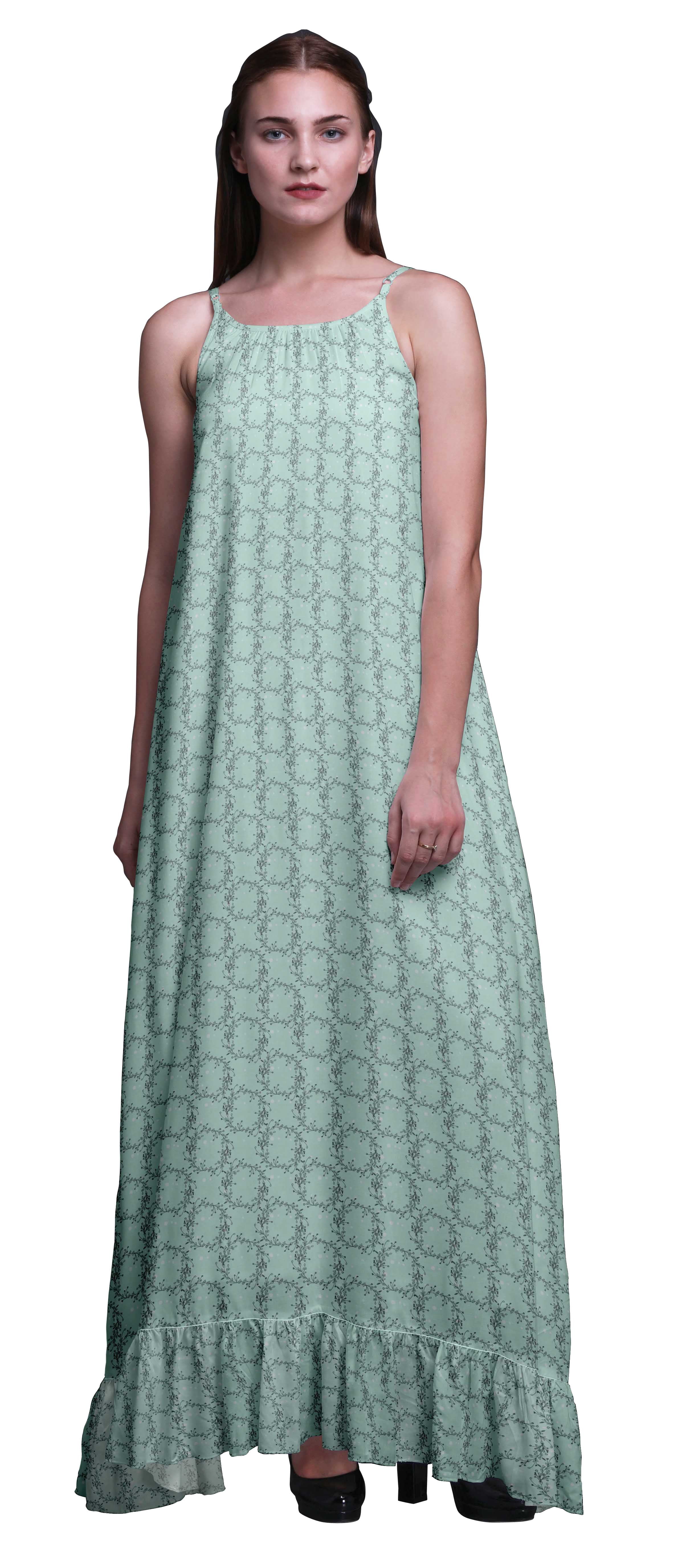 Bimba Pastel Mint2 Hand Drawn Dot & Wreath Nightwear For Women Printed ...