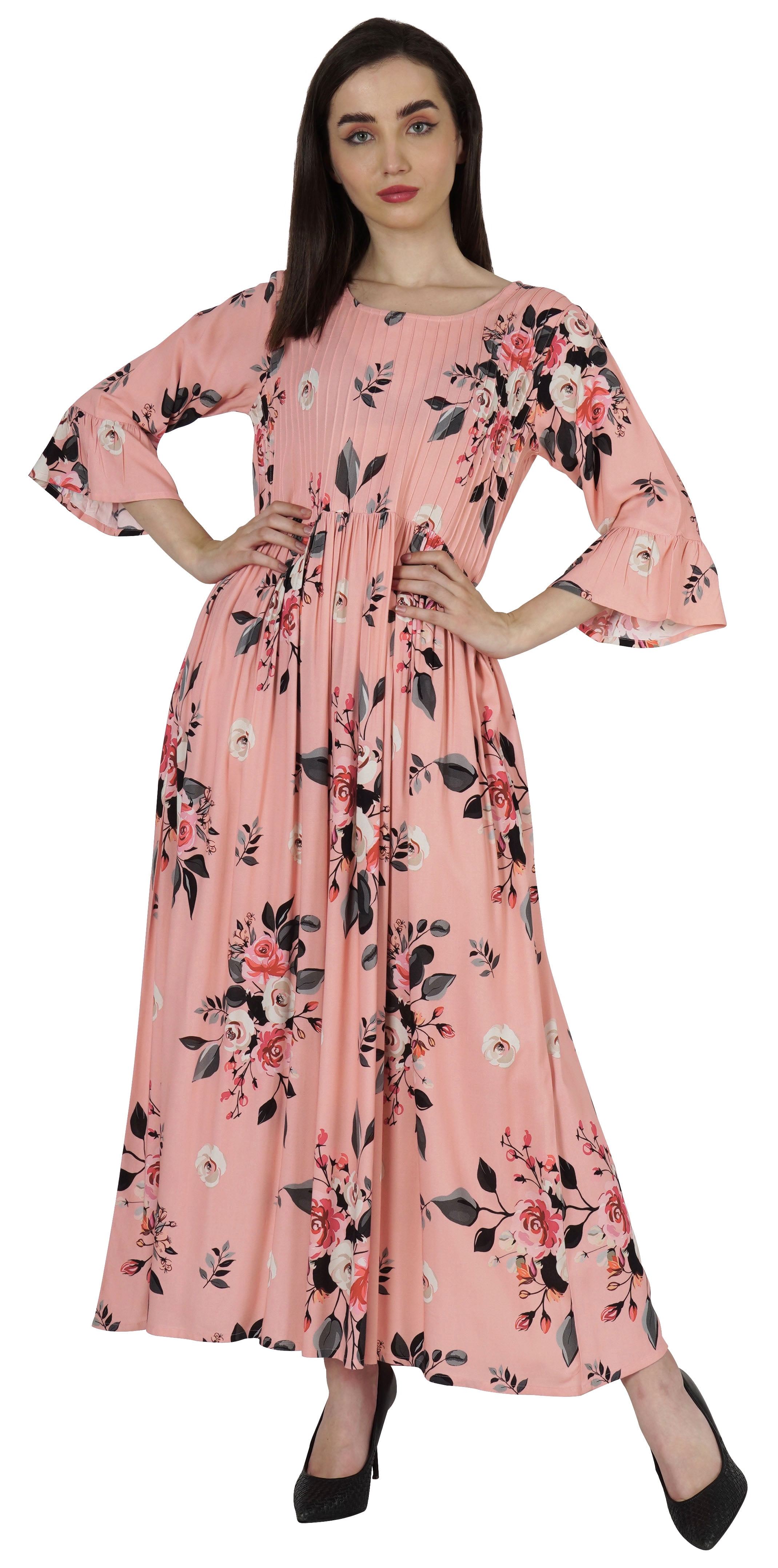 Bimba Pintuck Dresses For Womens Casual Summer Printed Summer Maxi ...