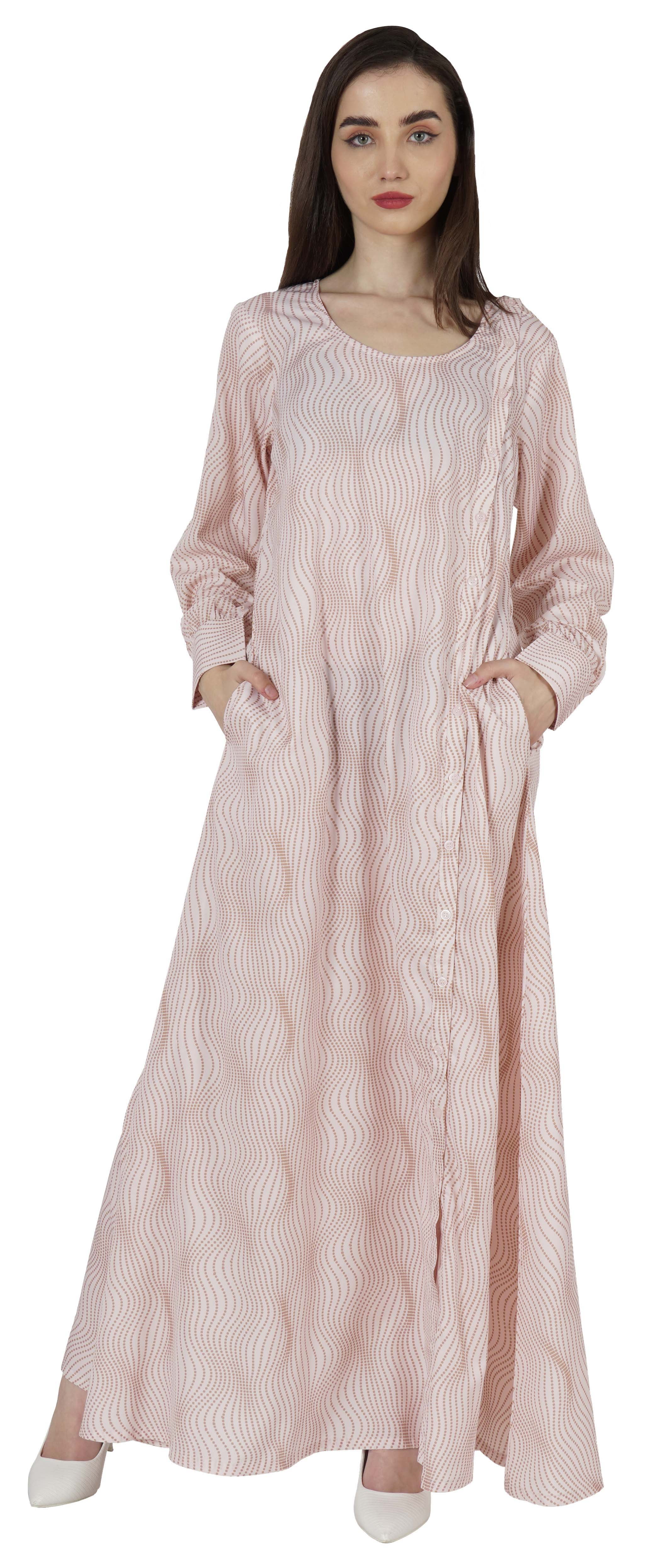 Bimba Printed Long Islamic Dress For Womens Round Neck Muslim Prayer ...