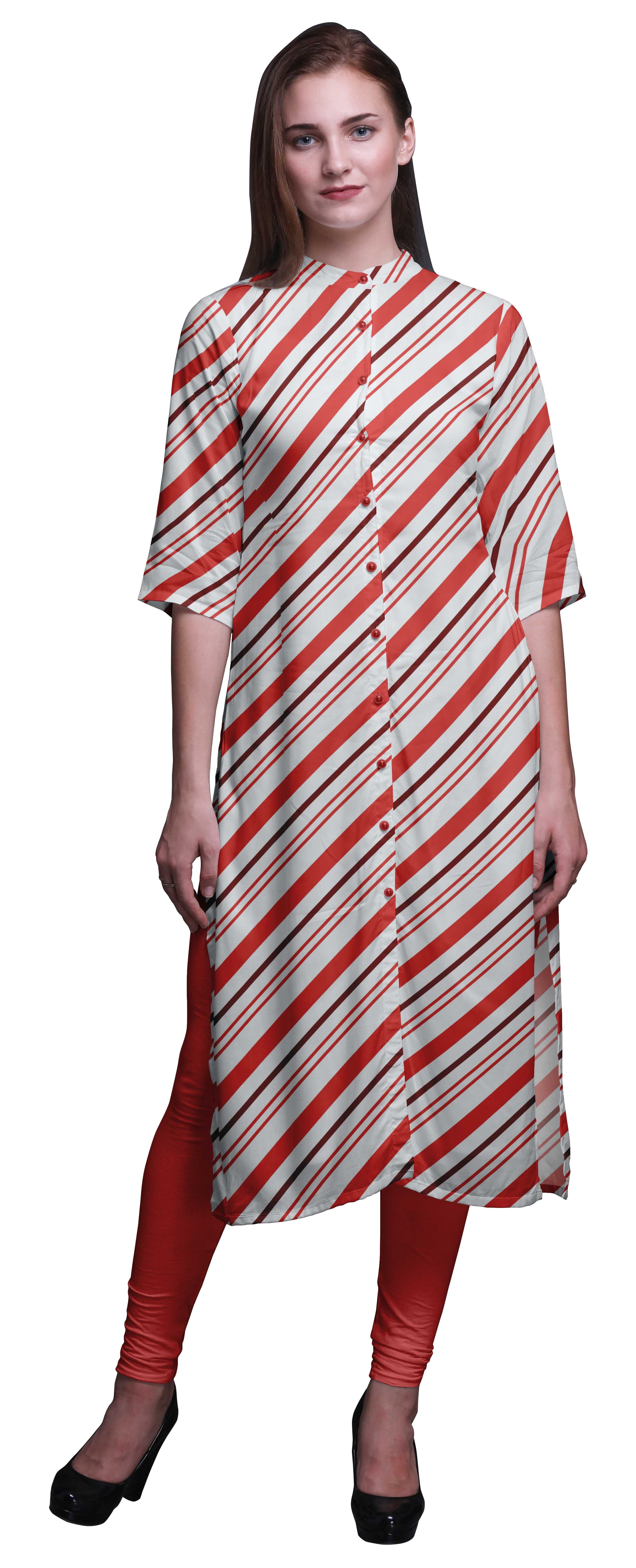 Bimba Printed Straight Kurtis For Women Button Down Mandarin Indian ...