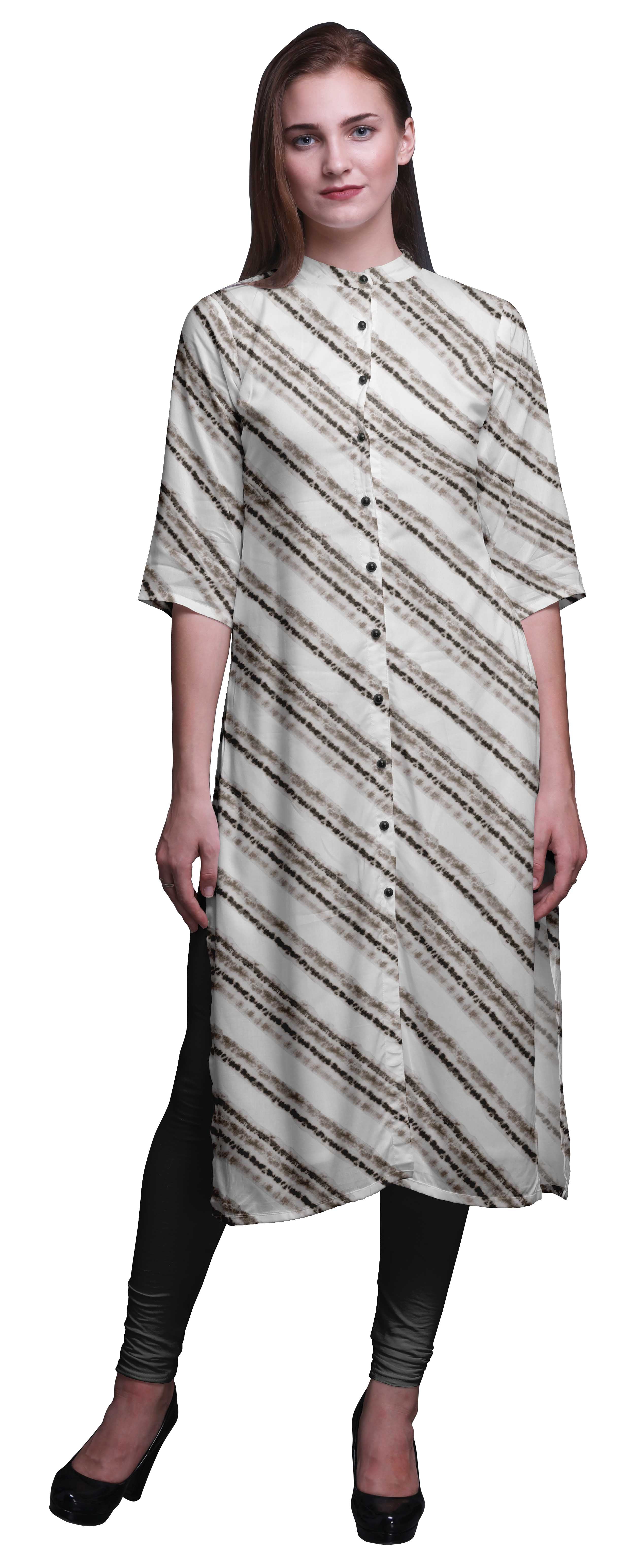 Bimba Printed Straight Kurtis For Women Button Down Mandarin Indian ...