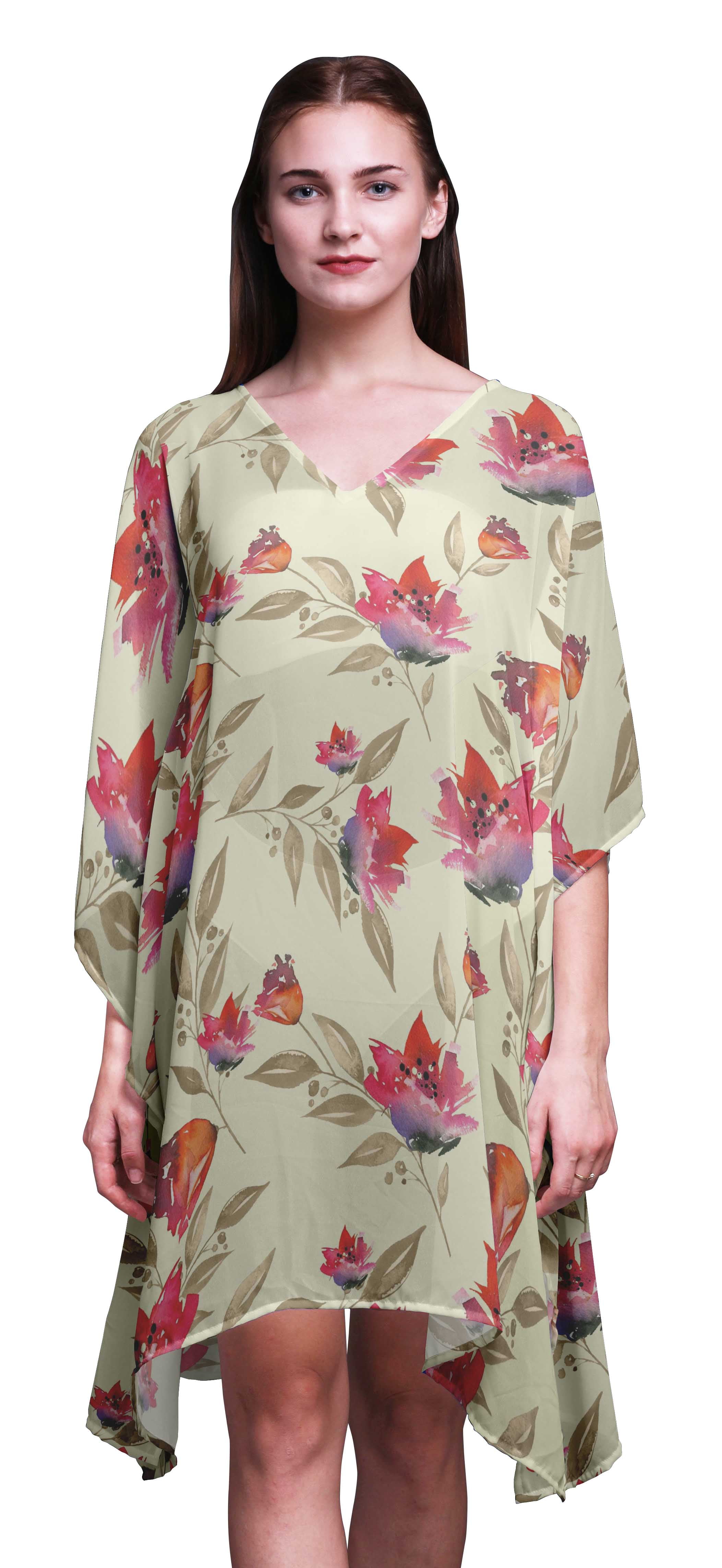 Bimba Watercolor Short Caftan Midi Dress Beach Swimwear Cover up ...