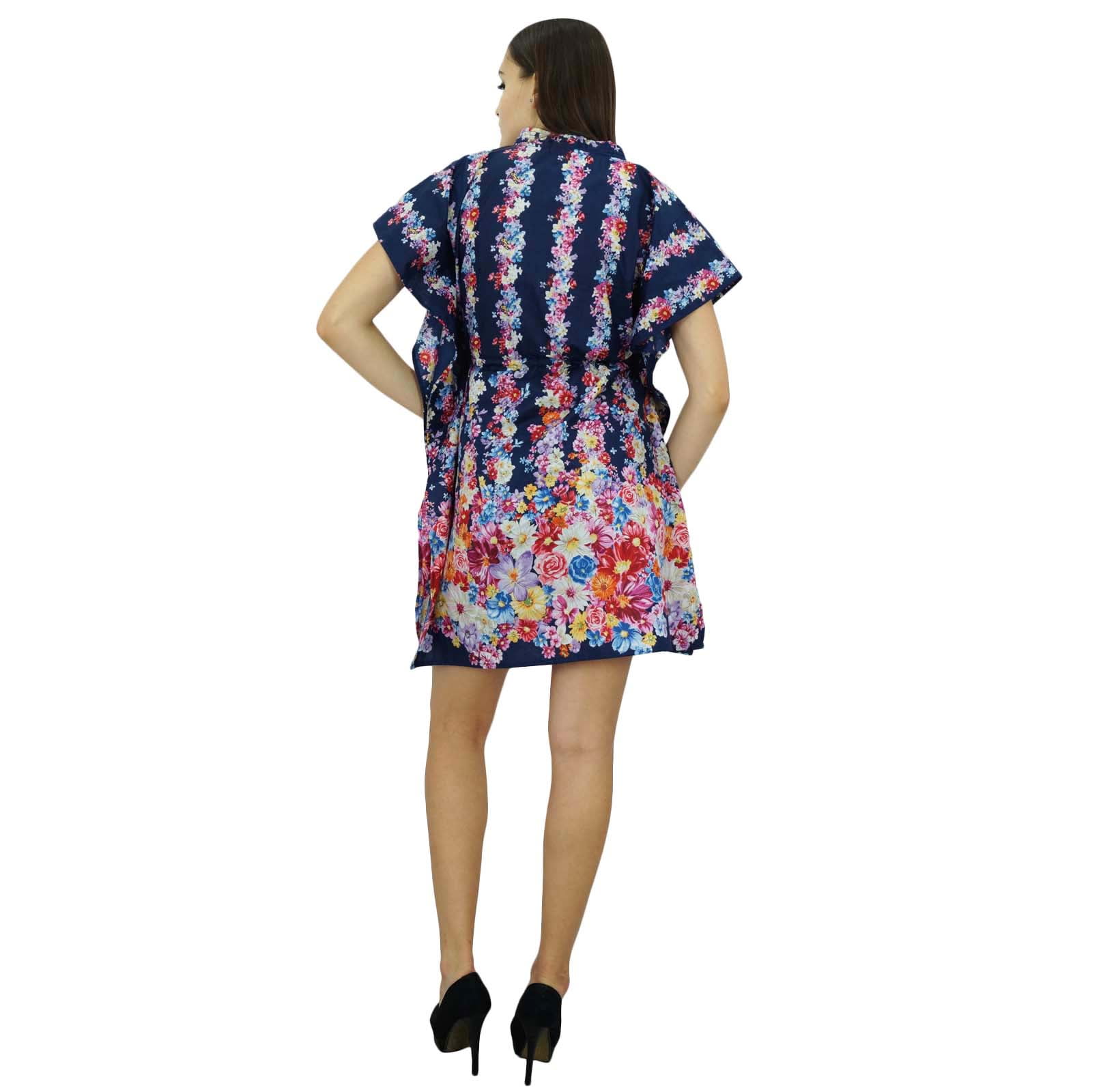 Bimba Women Bohemian Printed Kaftan Dress Cotton Short Tunic Beach ...